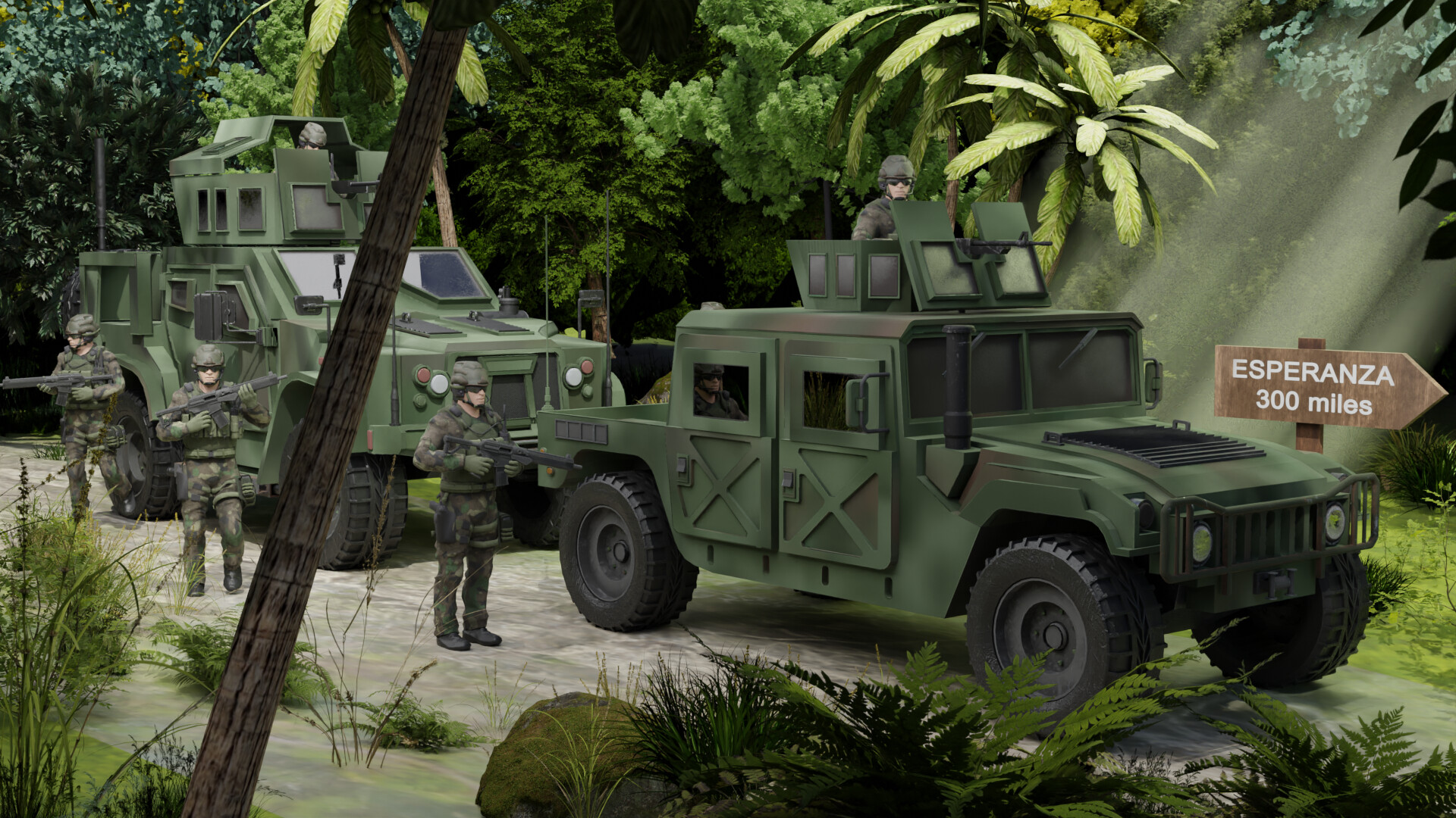 ArtStation - a military patrolling scene.