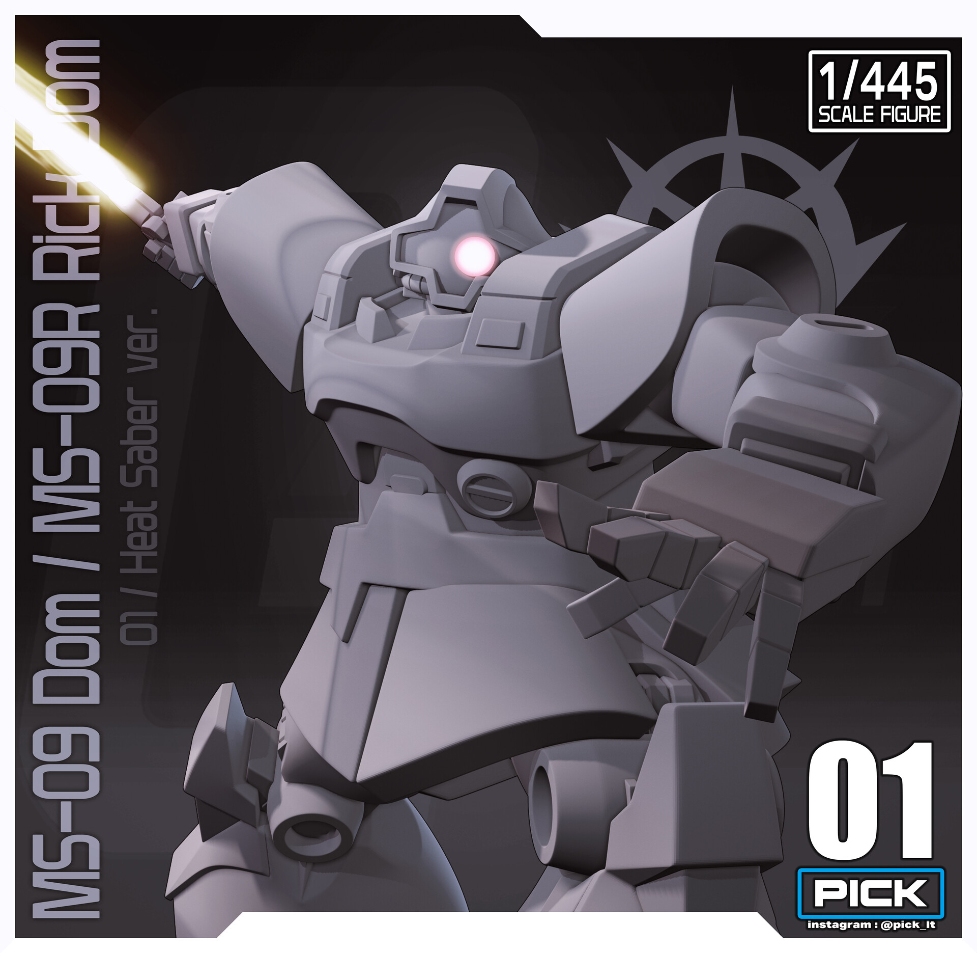 ArtStation - 01/ MS-09 Dom/MS-09R Rick Dom Heat Saber ver. / 3D Resin ...