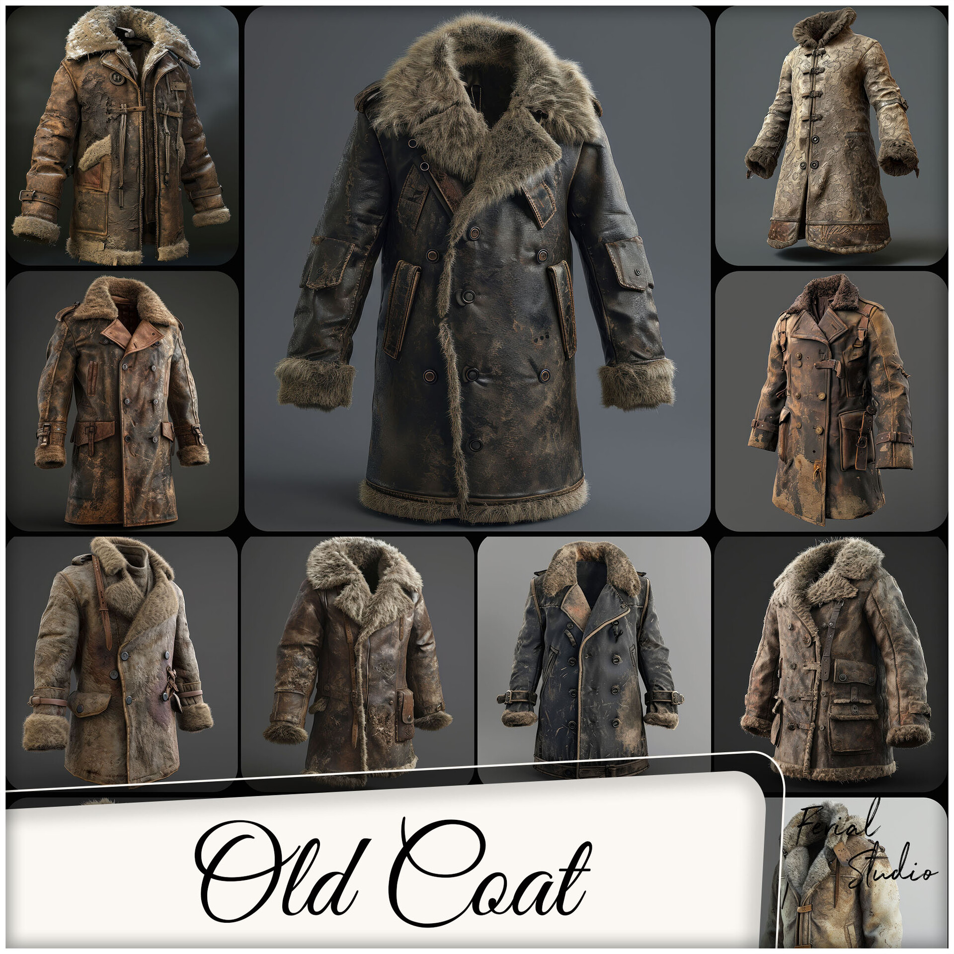 Ferial Studio - 🔹250 Old Coat - Outfit Reference Image Pack v.3 |4K|