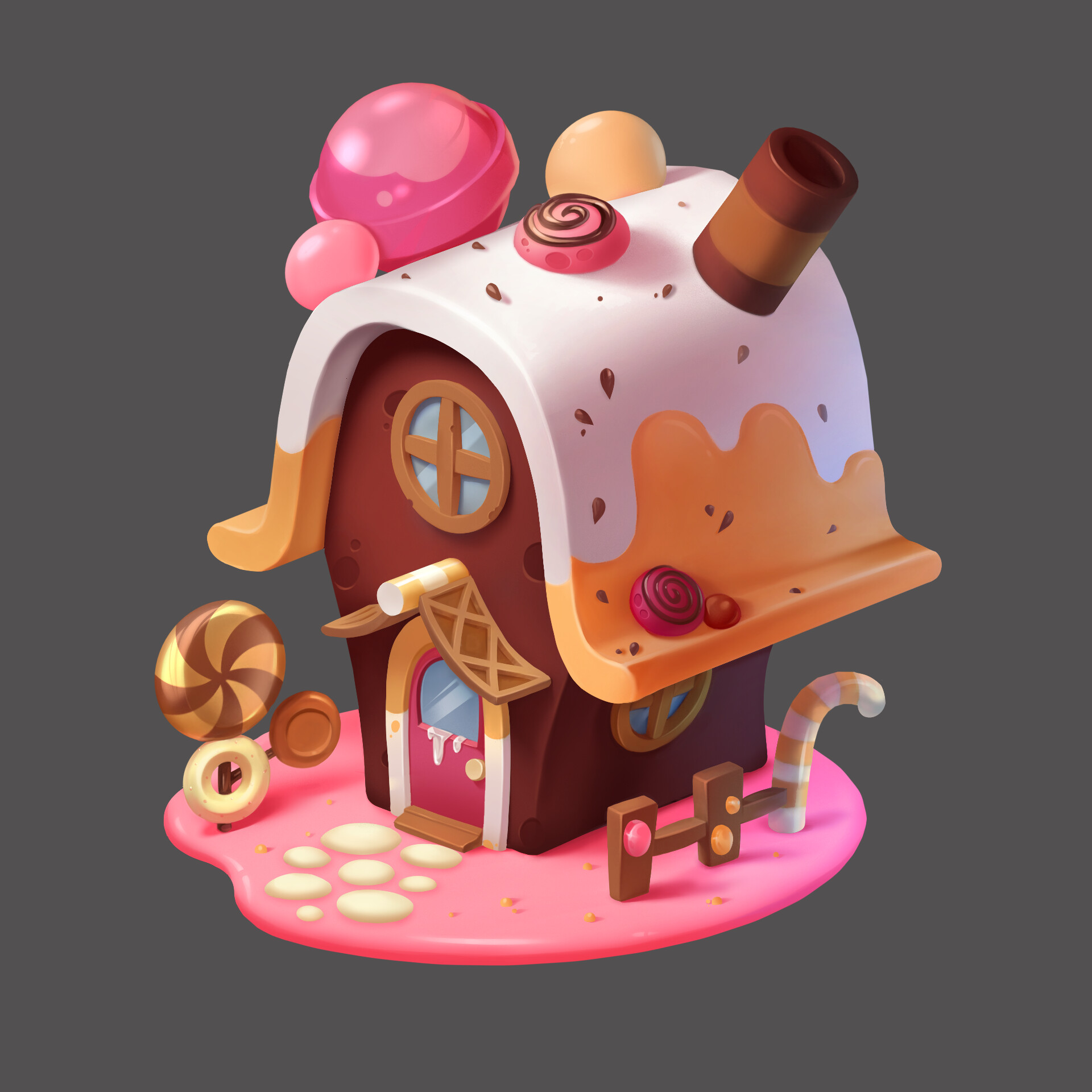 ArtStation - from 3d to 2d candy house