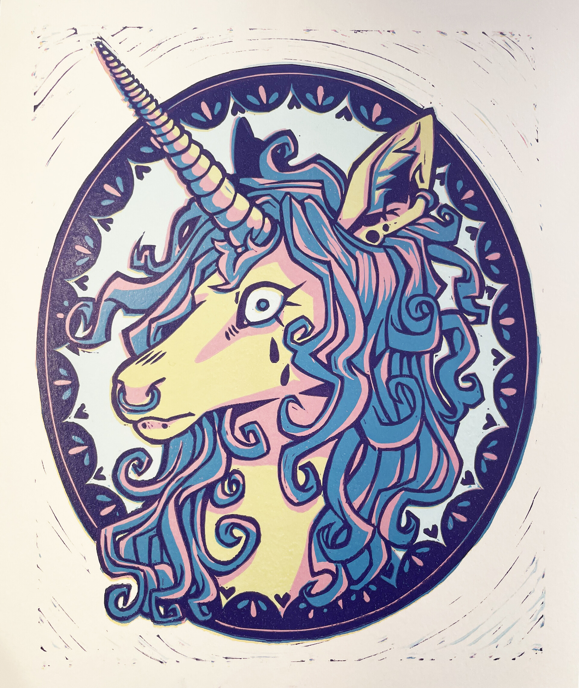 ArtStation - Unicorn Linocut