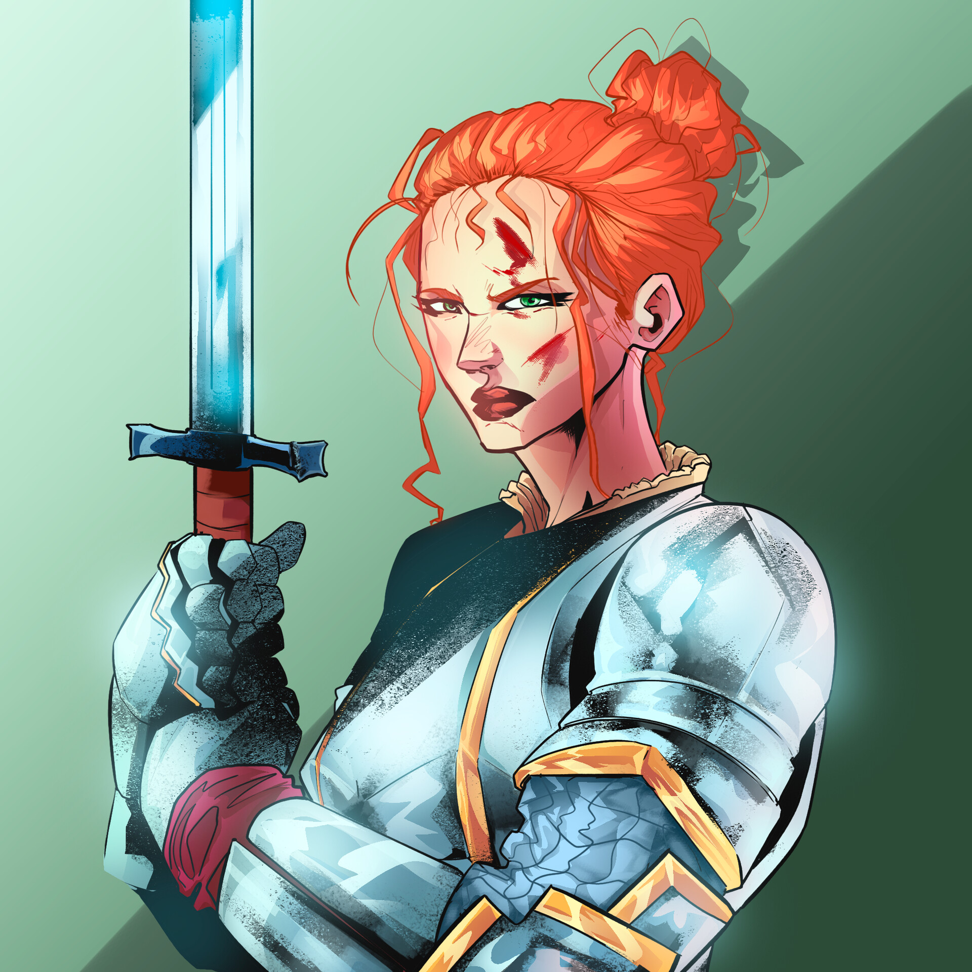 ArtStation - Red-haired knight