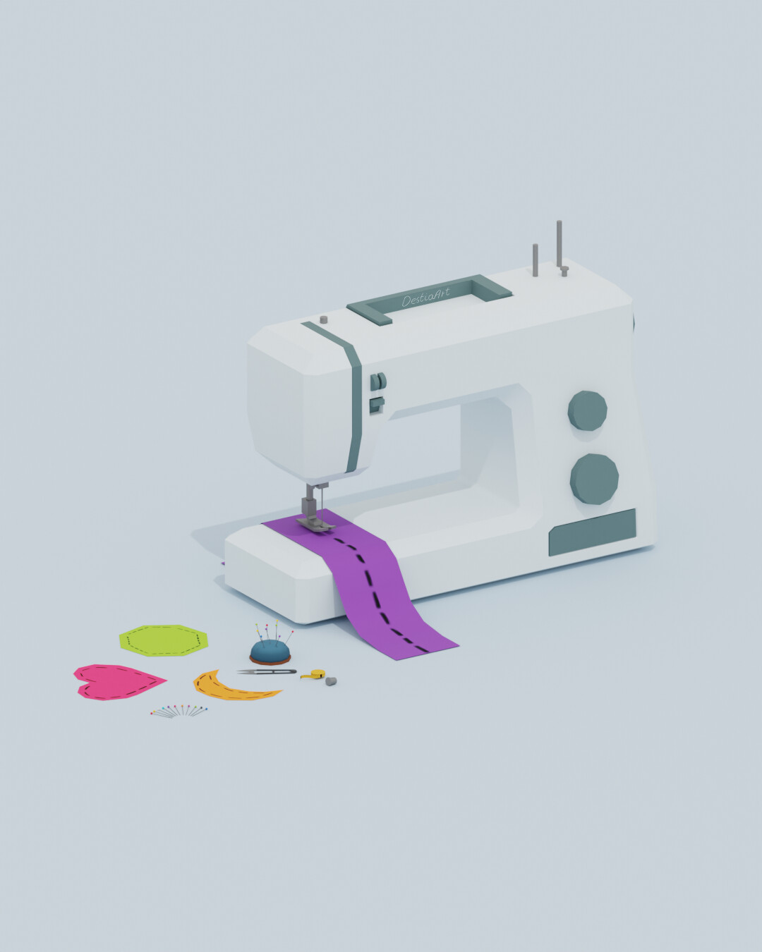 ArtStation - 3D Lowpoly Tailoring Pack - example arrangements