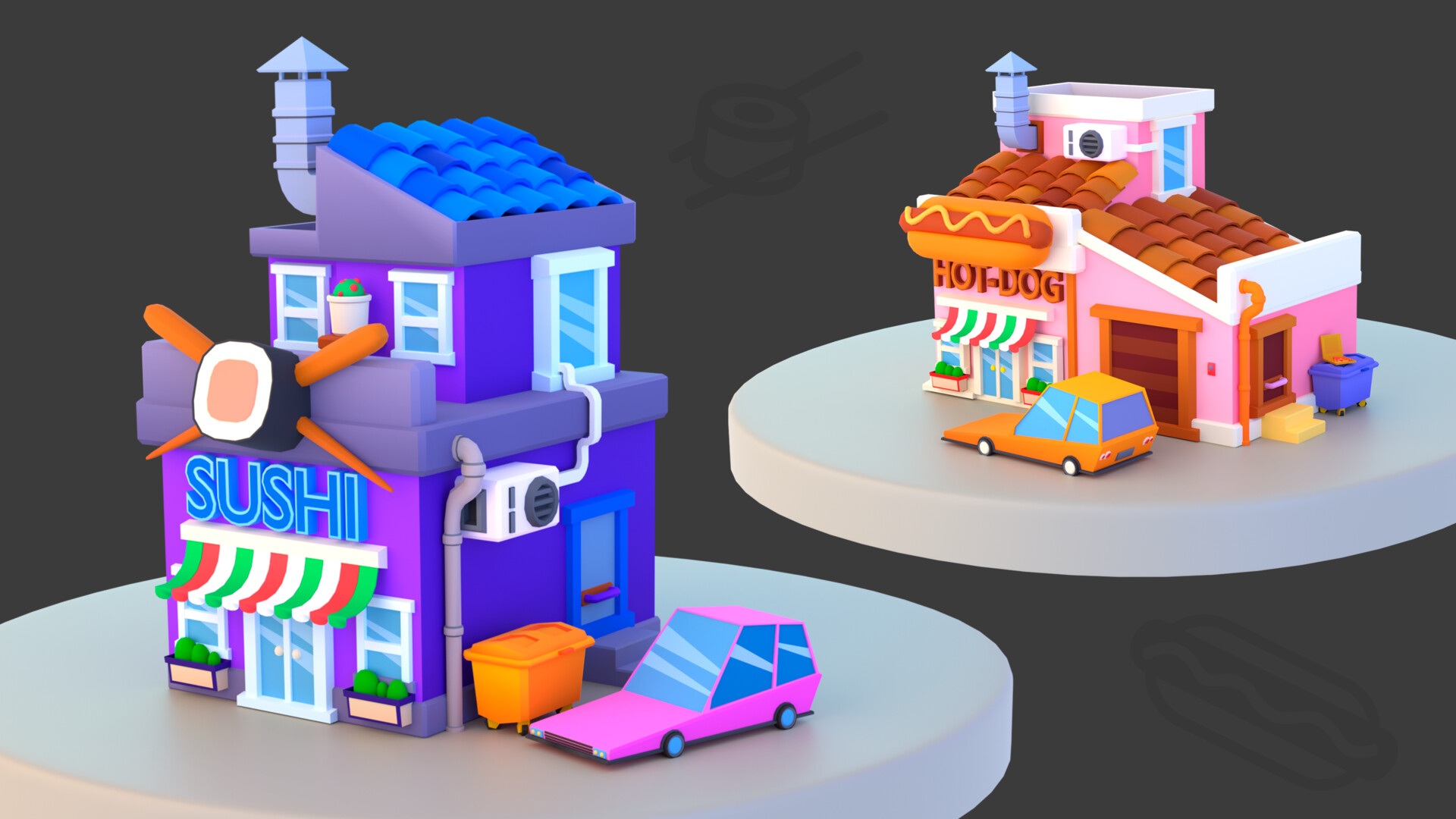 ArtStation - Stylized cafes