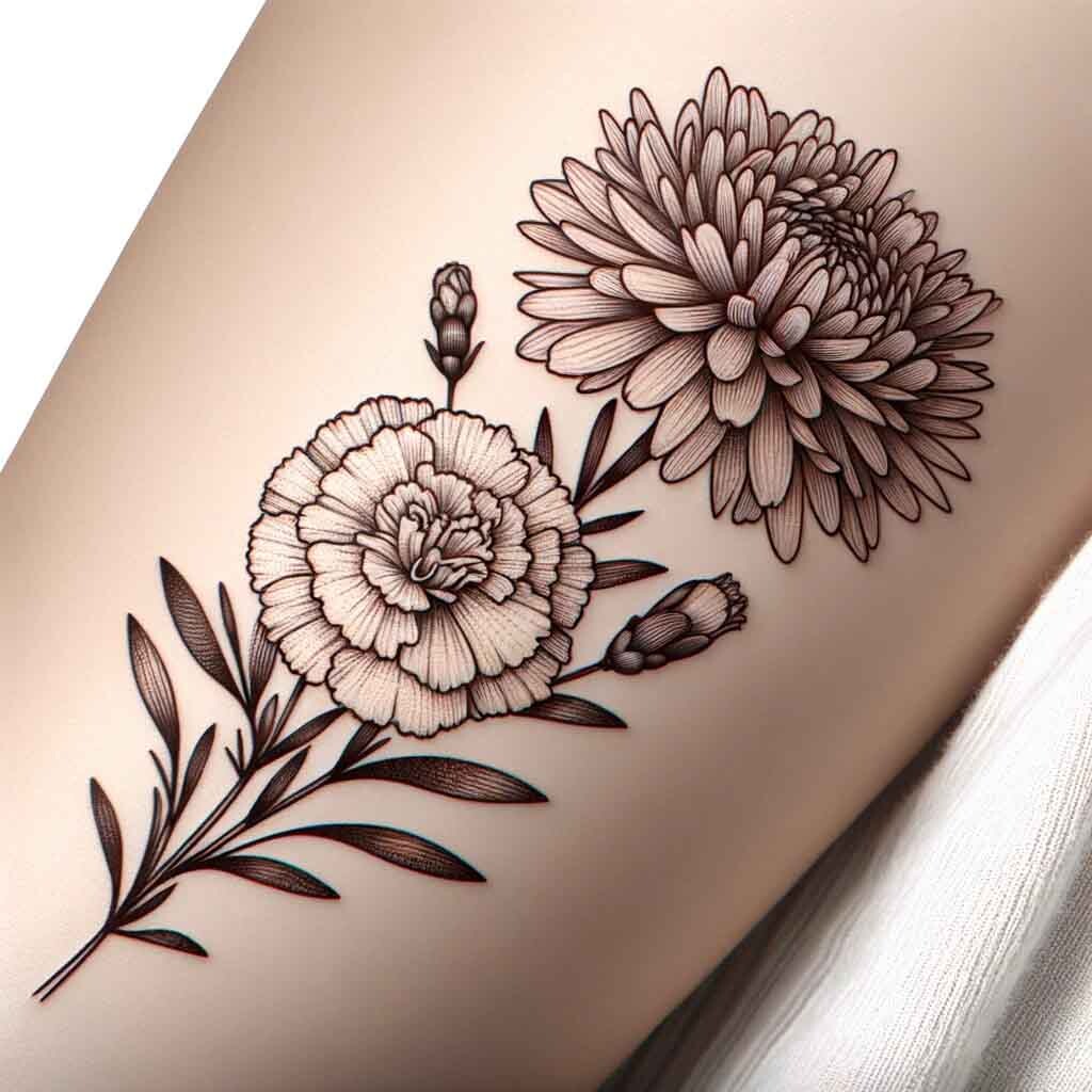 ArtStation - Carnation and Aster Tattoo - Birth Flower Tattoo
