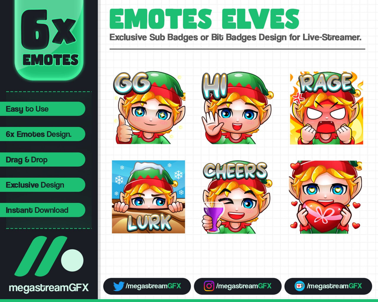 ArtStation - 6x Gnome Emotes for twitch - Christmas Theme Emotes ...