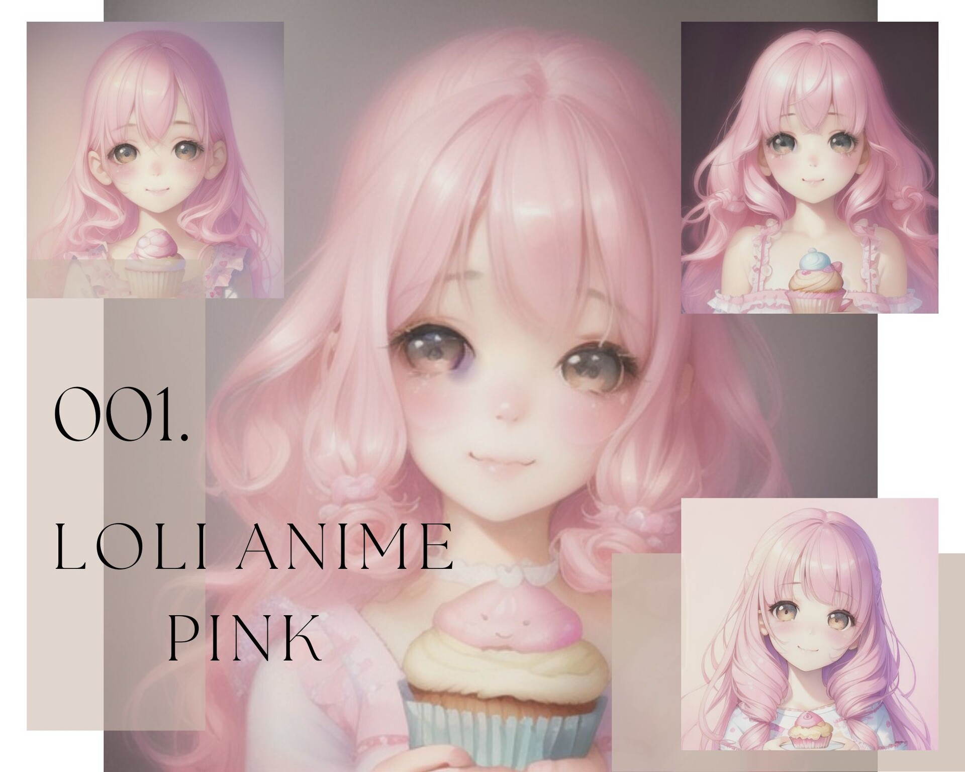 ArtStation - 001 Loli Animé Pink pack x 9 sweet images - JPEG 4k resolution