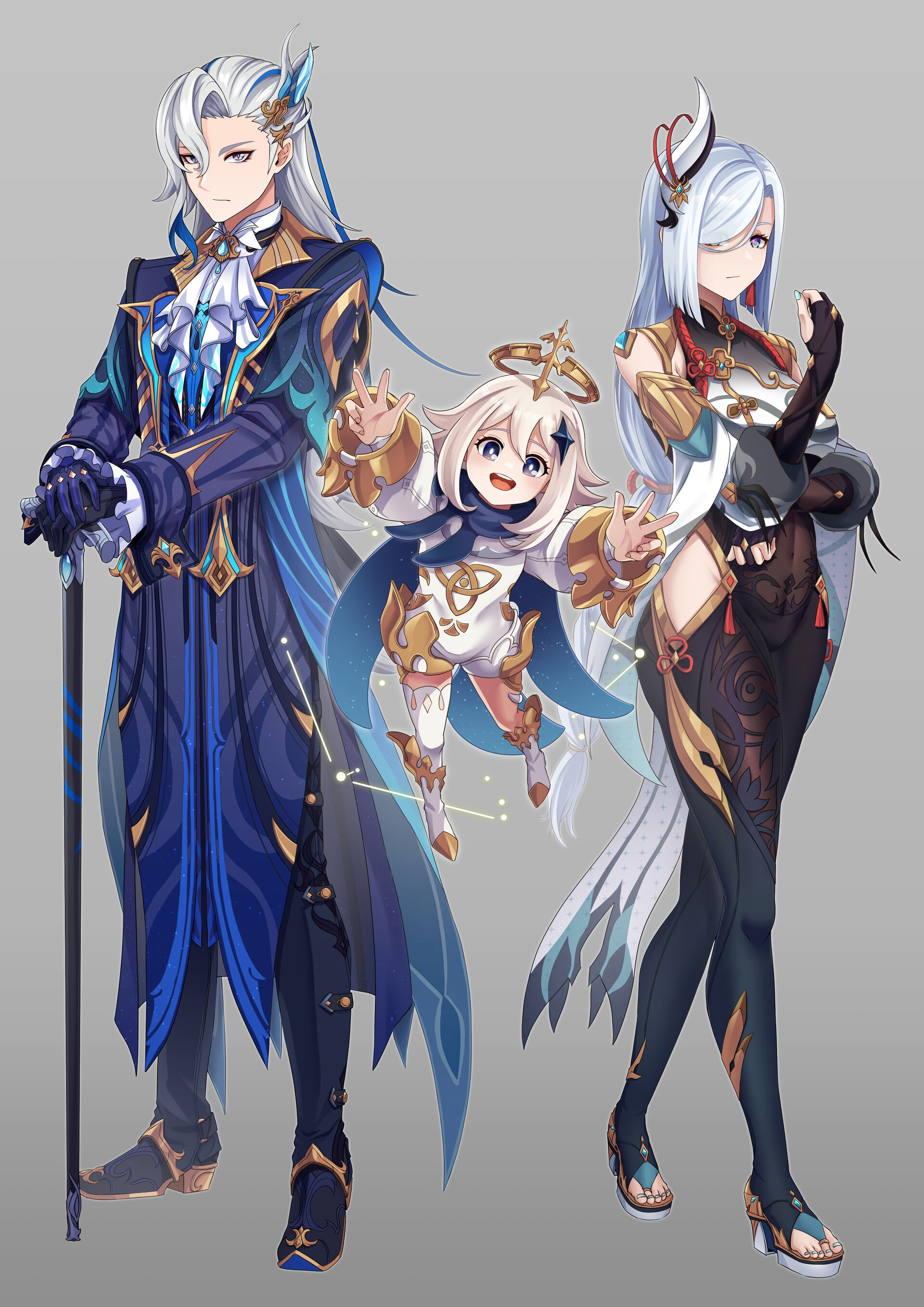 ArtStation - Neuvillette, Paimon & Shenhe commissioned by Naive