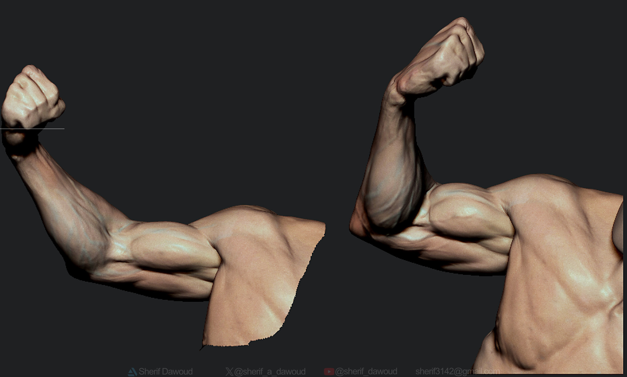 Sherif Dawoud | 3D Game Artist - Arms Motion study - Timelapse [Zbrush]
