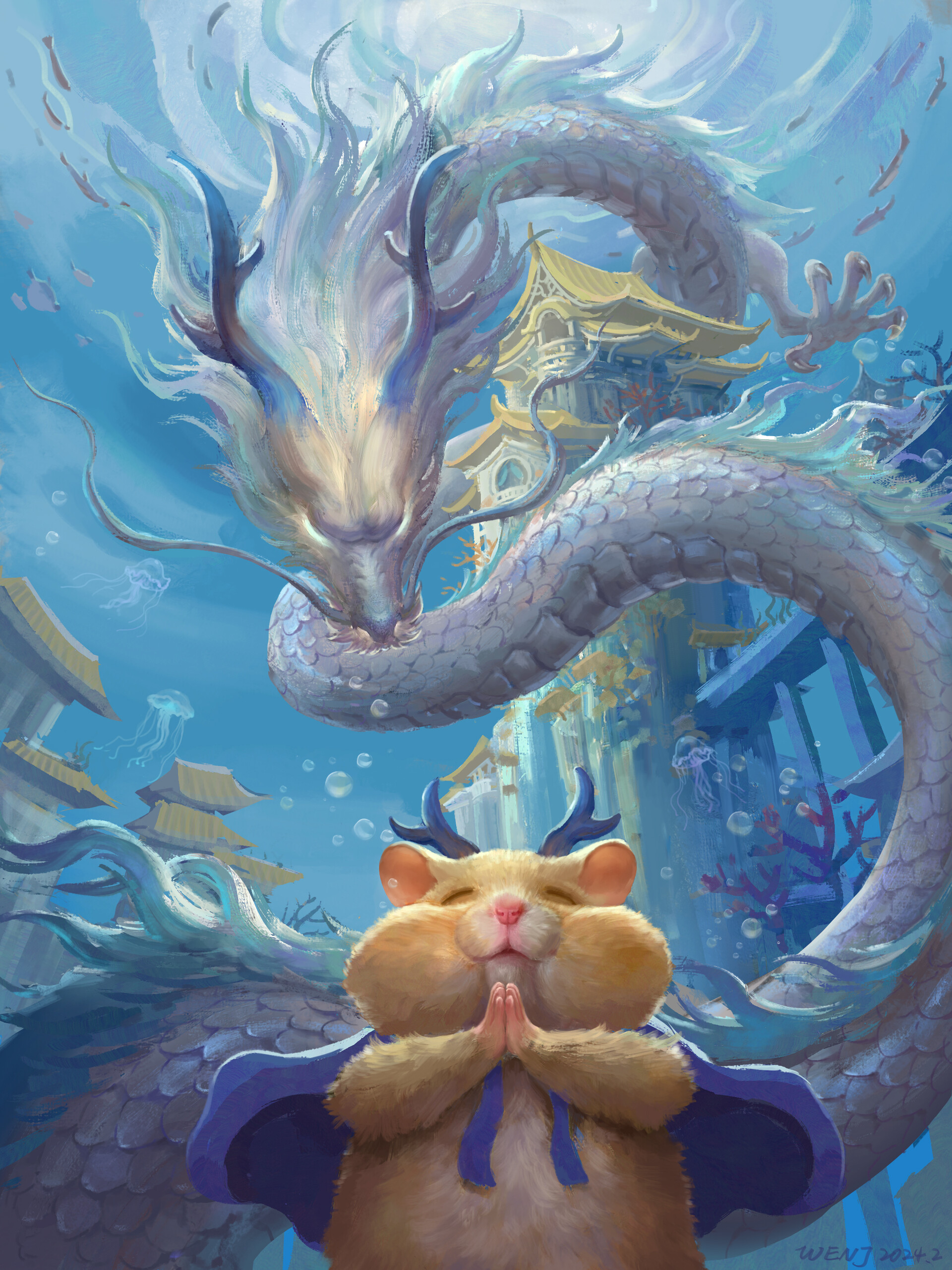 ArtStation - Wishing to the Divine Dragon