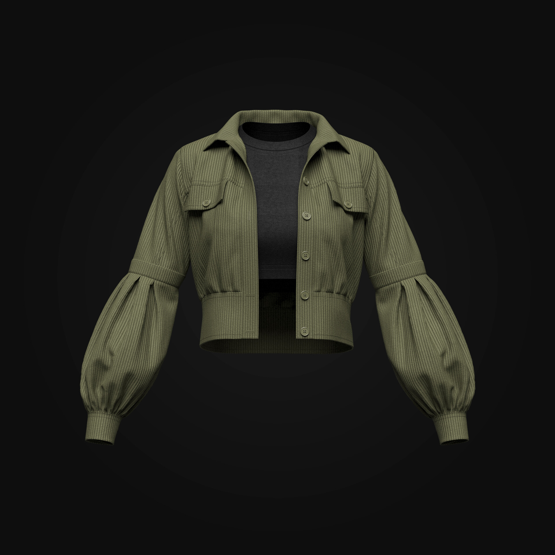 ArtStation - Corduroy Cropped Jacket 3D model