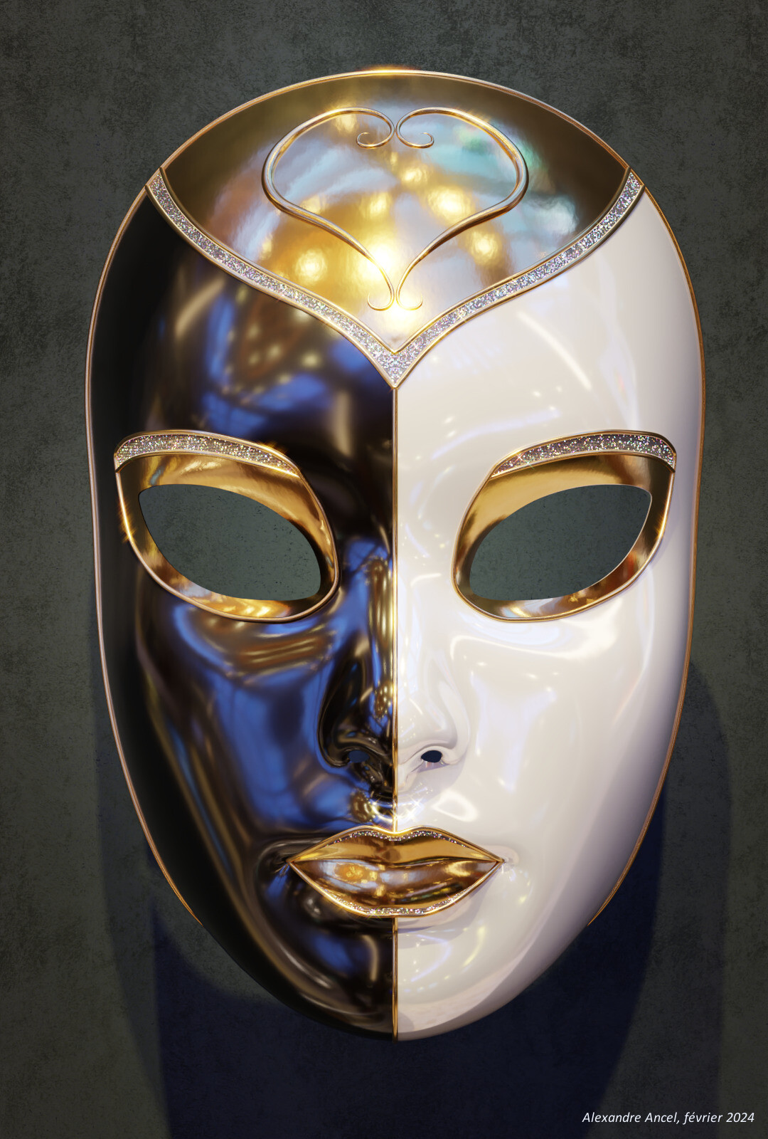 ArtStation - Black & White venetian mask