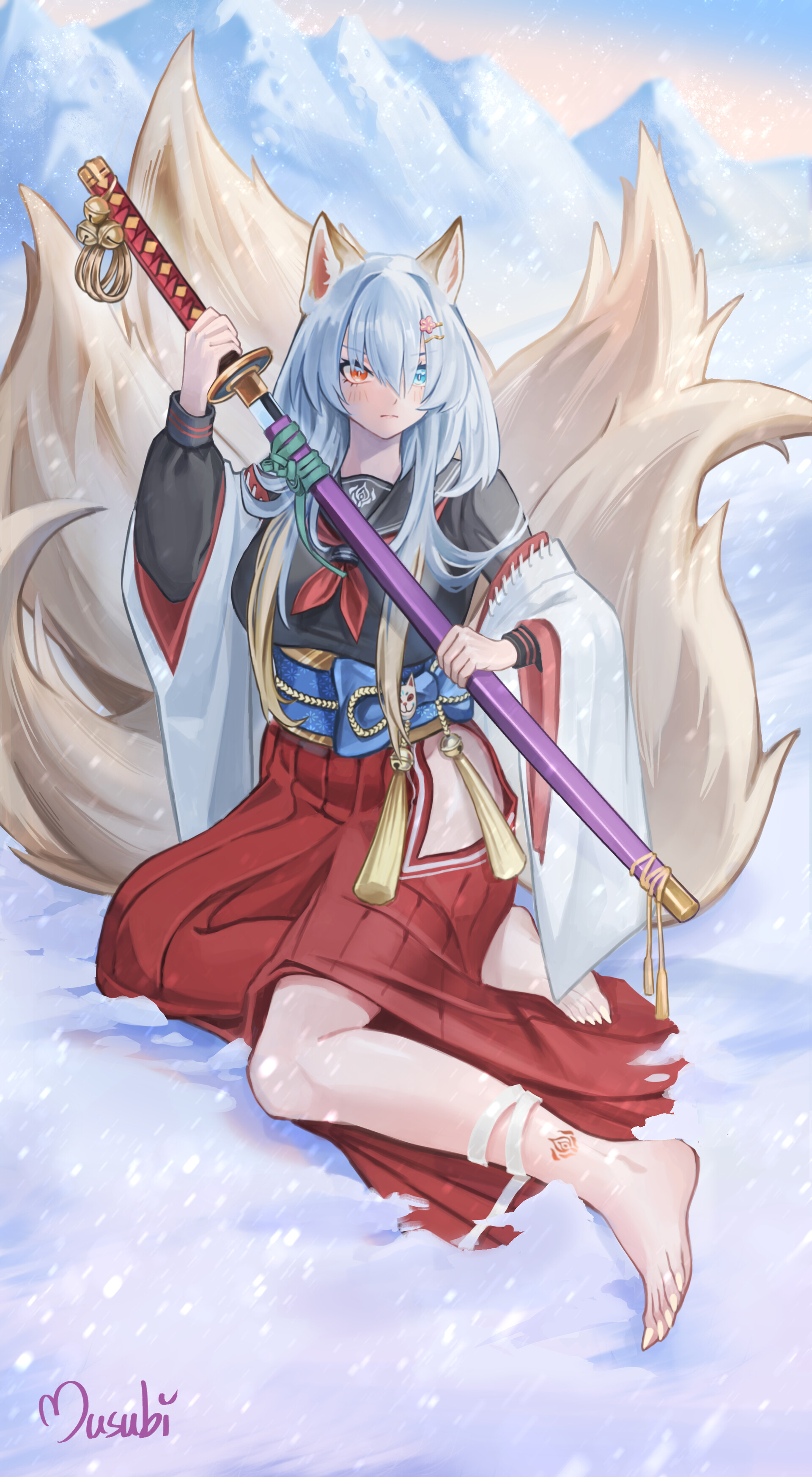 Musubi - Mountain monster fox-Snow Whisper