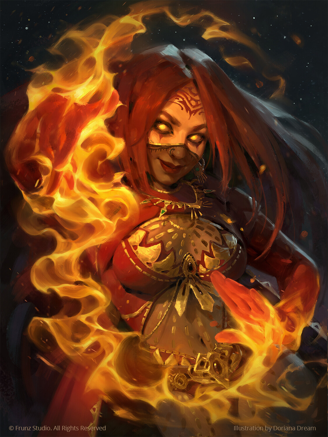 Doriana Dream Artist - Pyromancer girl. Fantasy illustration