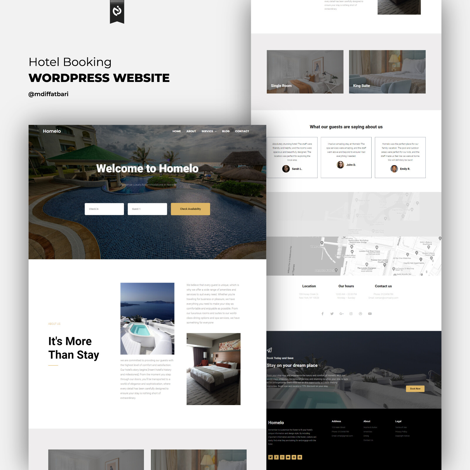 ArtStation - Hotel Booking WordPress Website Design | UI/UX