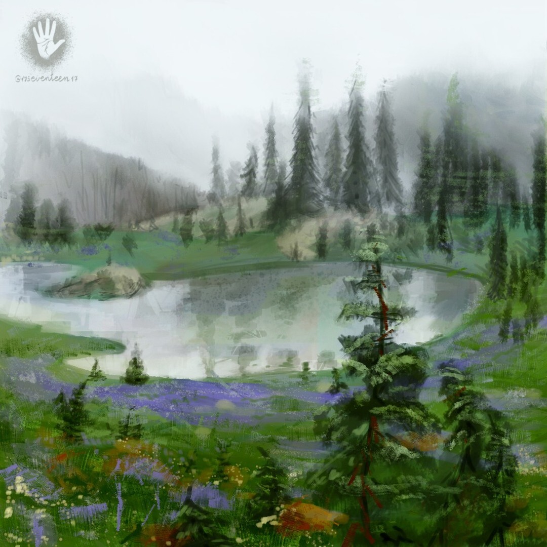 how to draw green light scenery