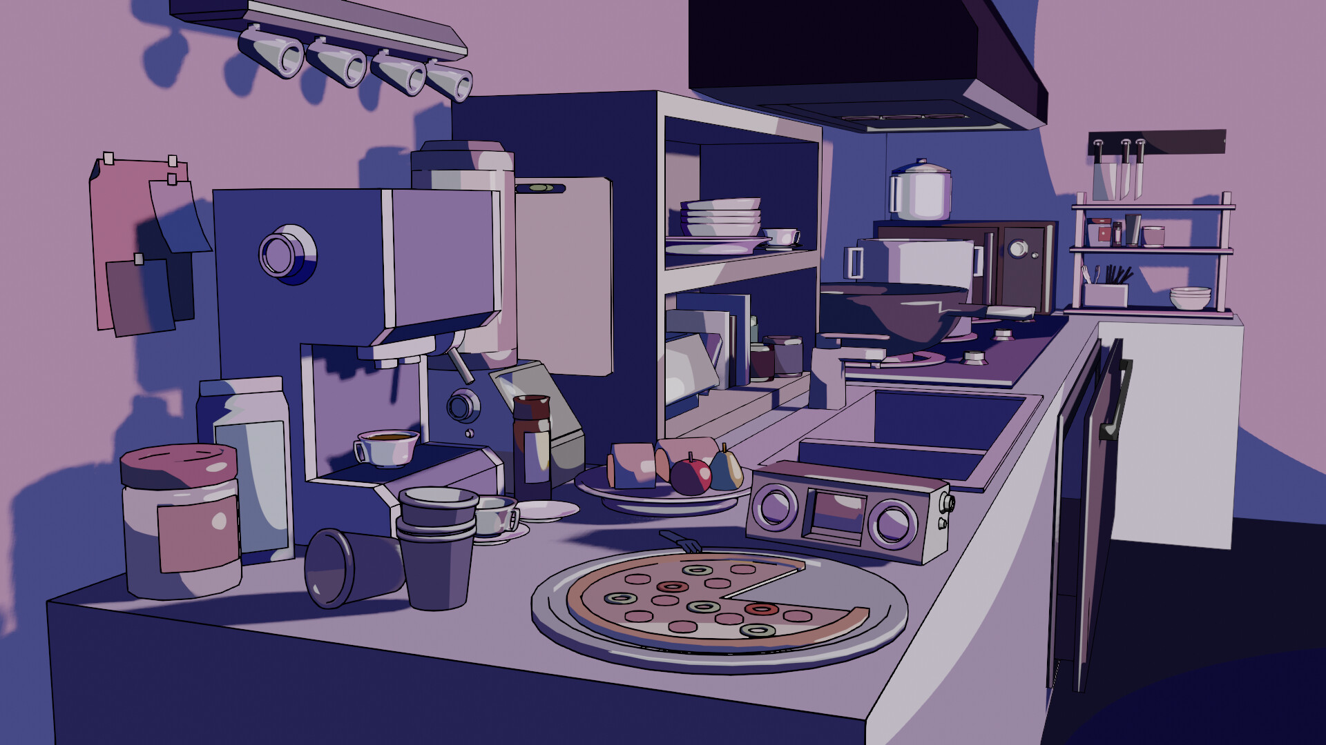 ArtStation - Midnight kitchen 午夜厨房 | celshading