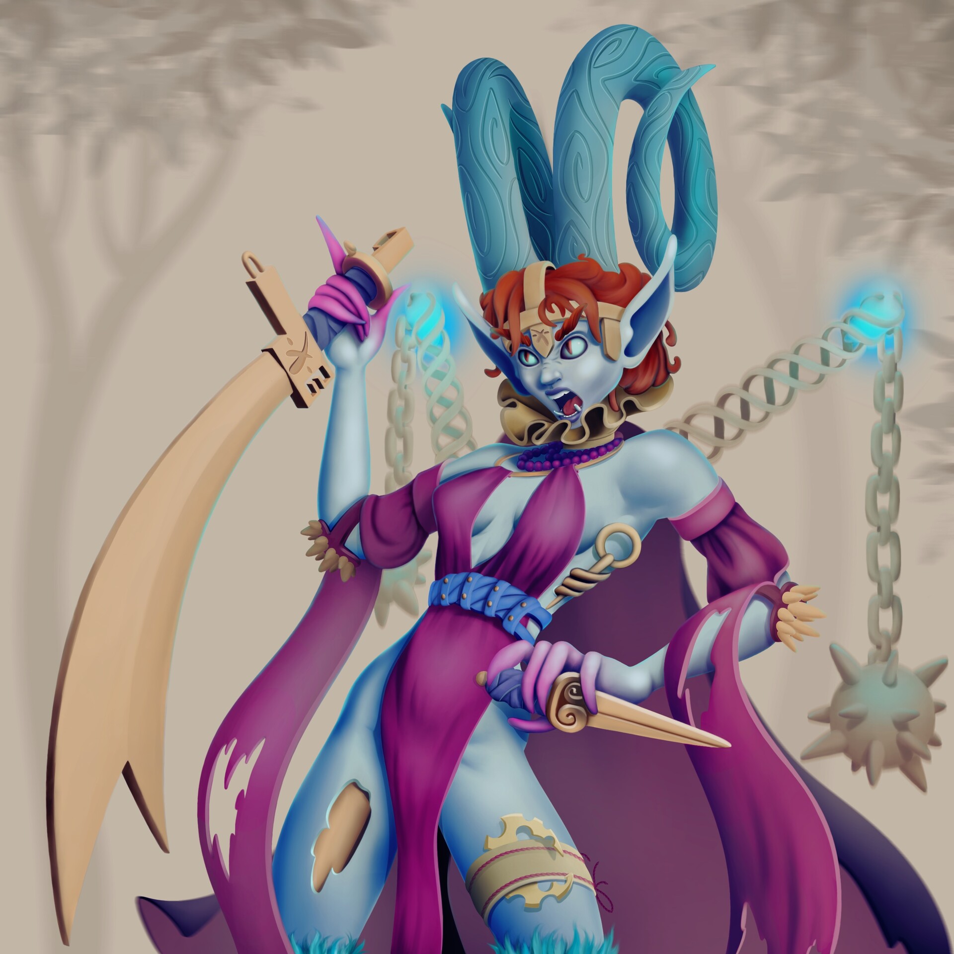 ArtStation - 2D horror “Demoness Symbela” fallen demon. Emotion fantasy casual realistic