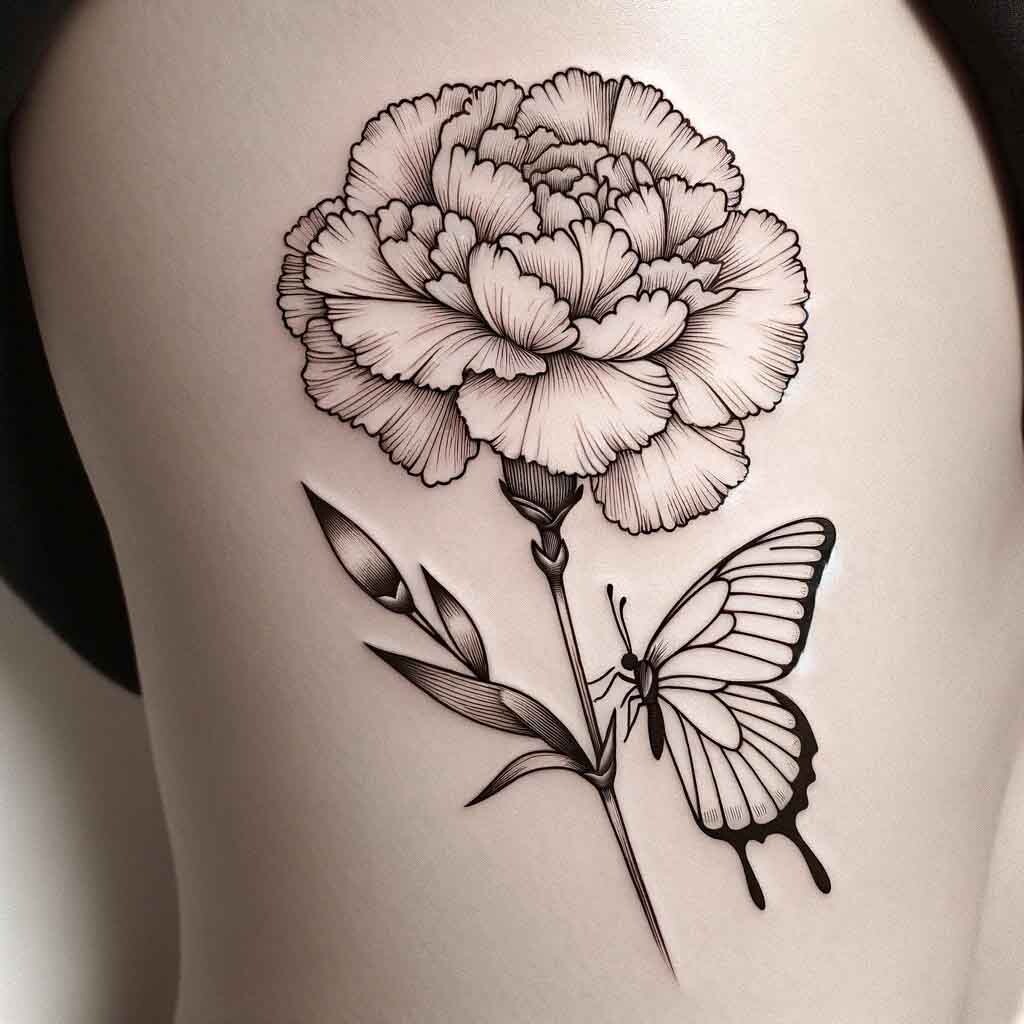 ArtStation - Carnation and Butterfly tattoo
