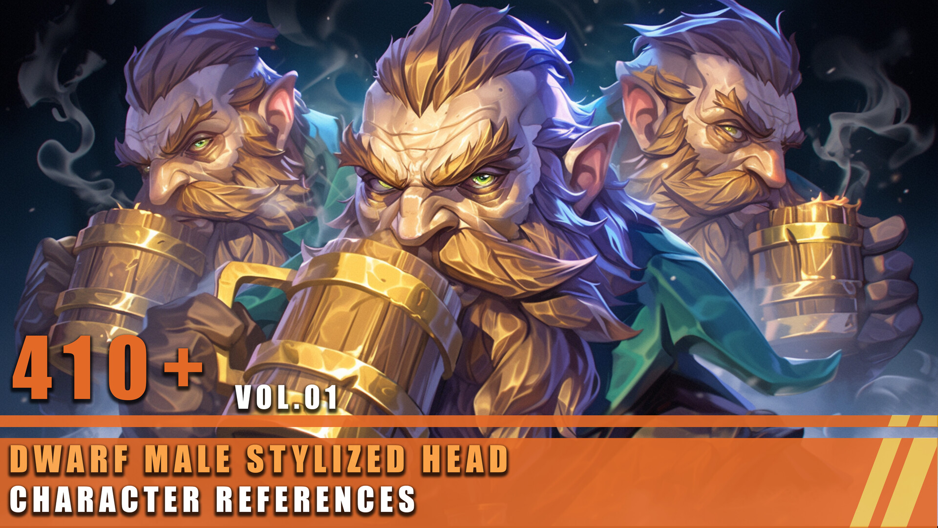 WaterLaw's Studio - 410+ Dwarf Male Stylized Head - Character ...