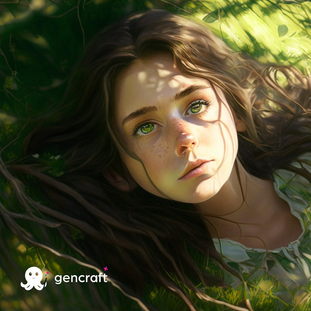 ArtStation - Green-eyed Girl (AI generated)