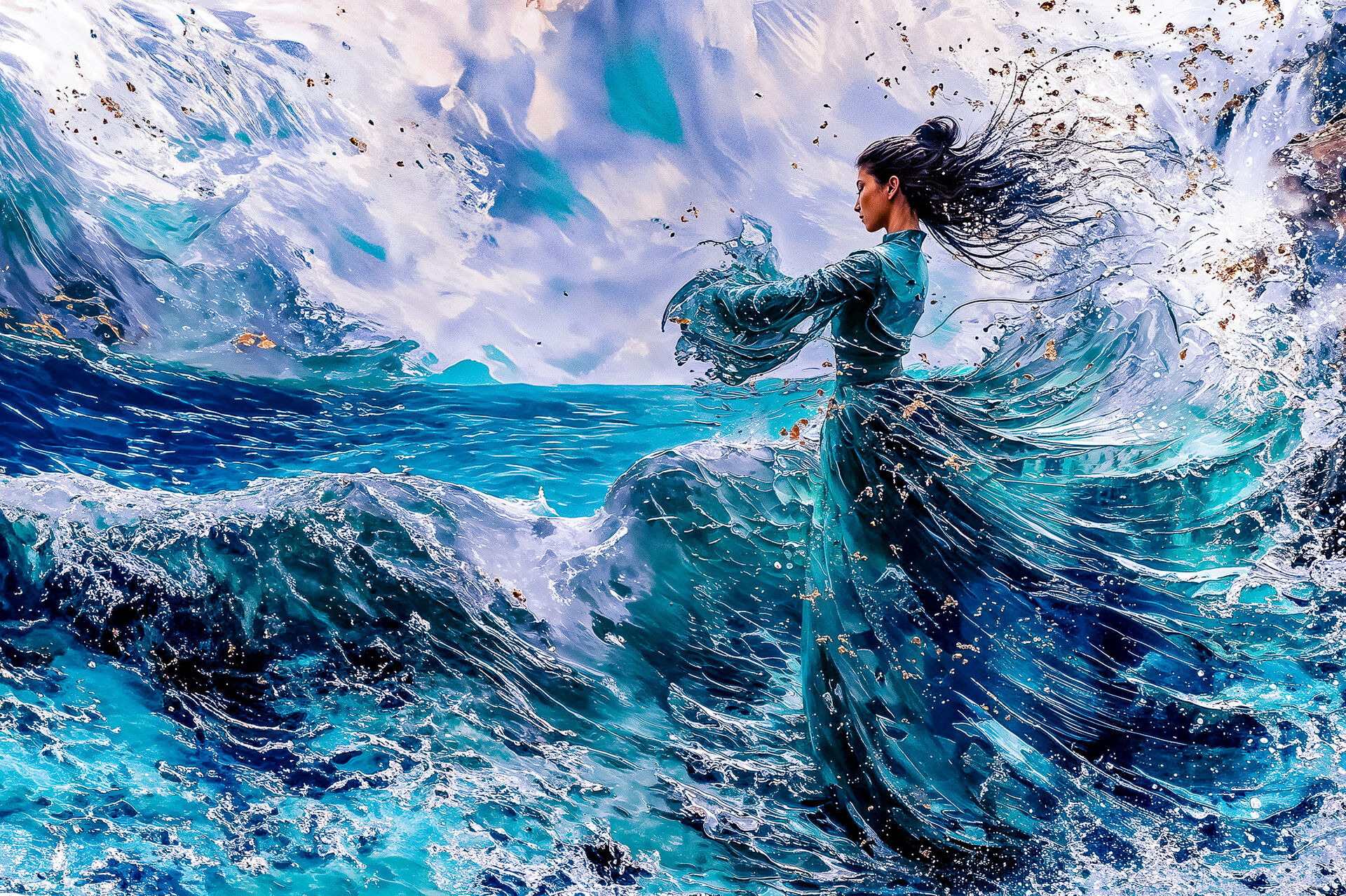 ArtStation - Japan Girl with water dress