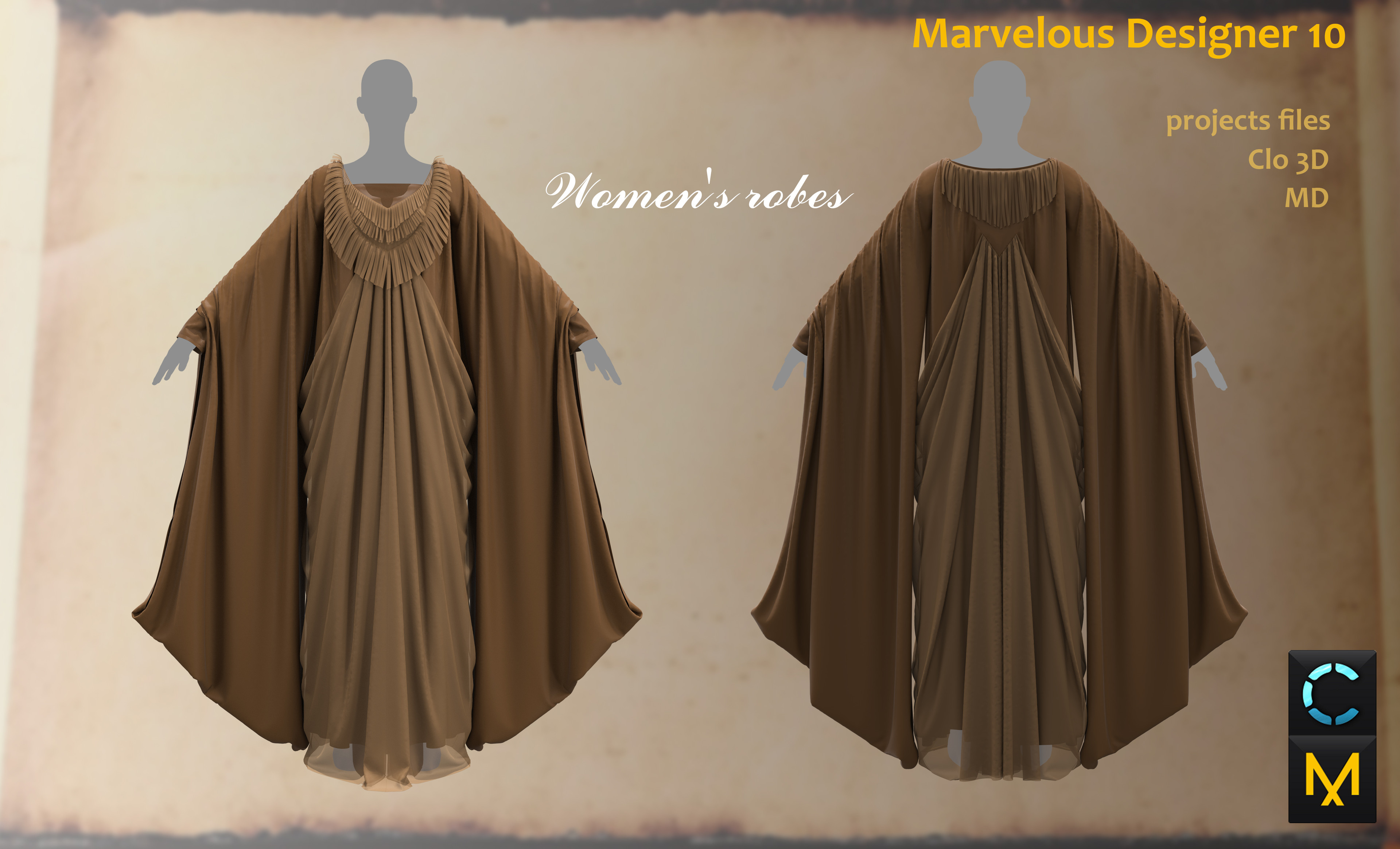 Tailor Miller - Women's Robe__Marvelous Designer, CLO3D