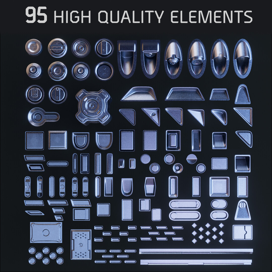 ArtStation - Hard Surface Sci fi Decals & 3D Kitbash