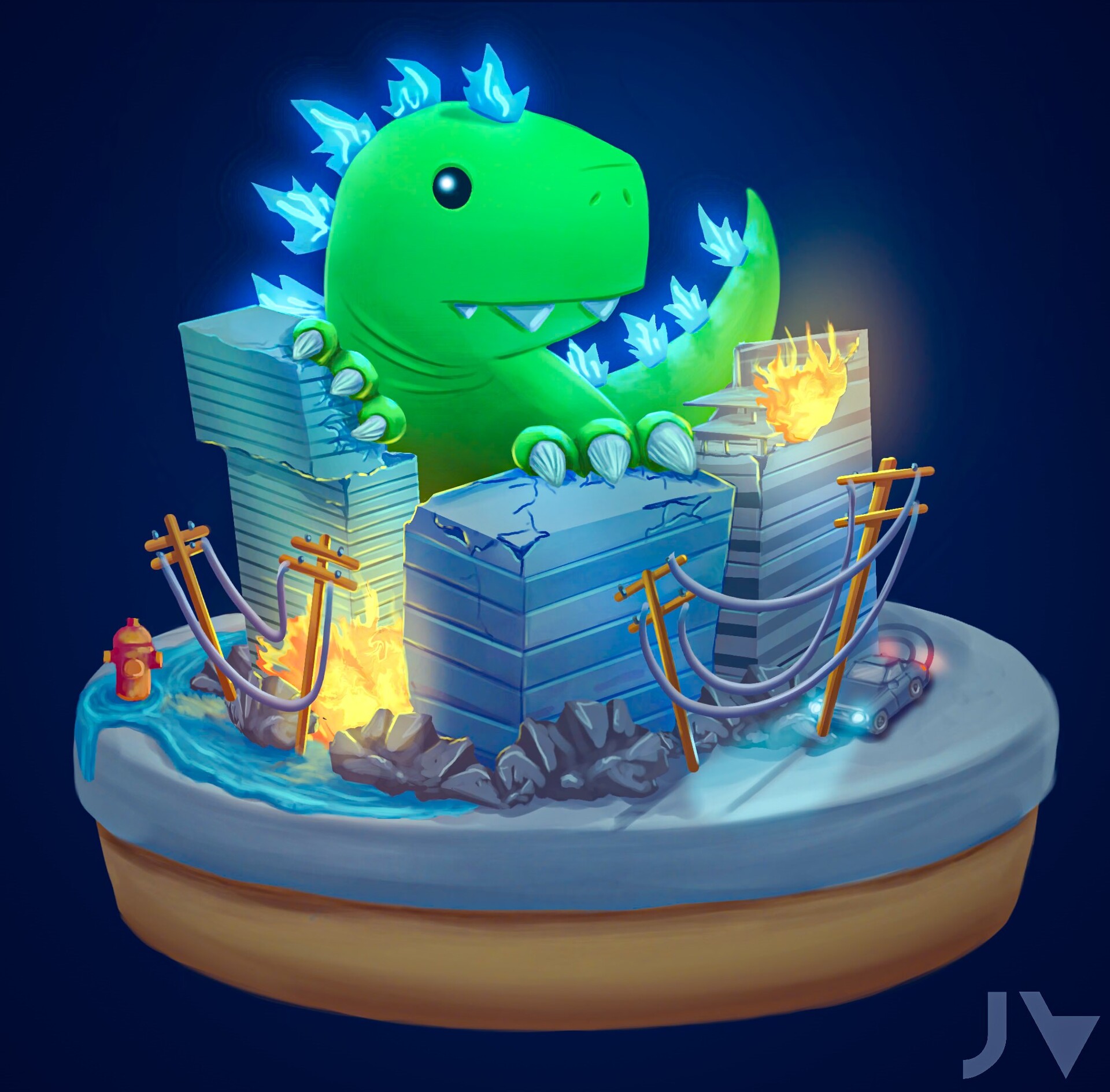 ArtStation - Godzilla donut