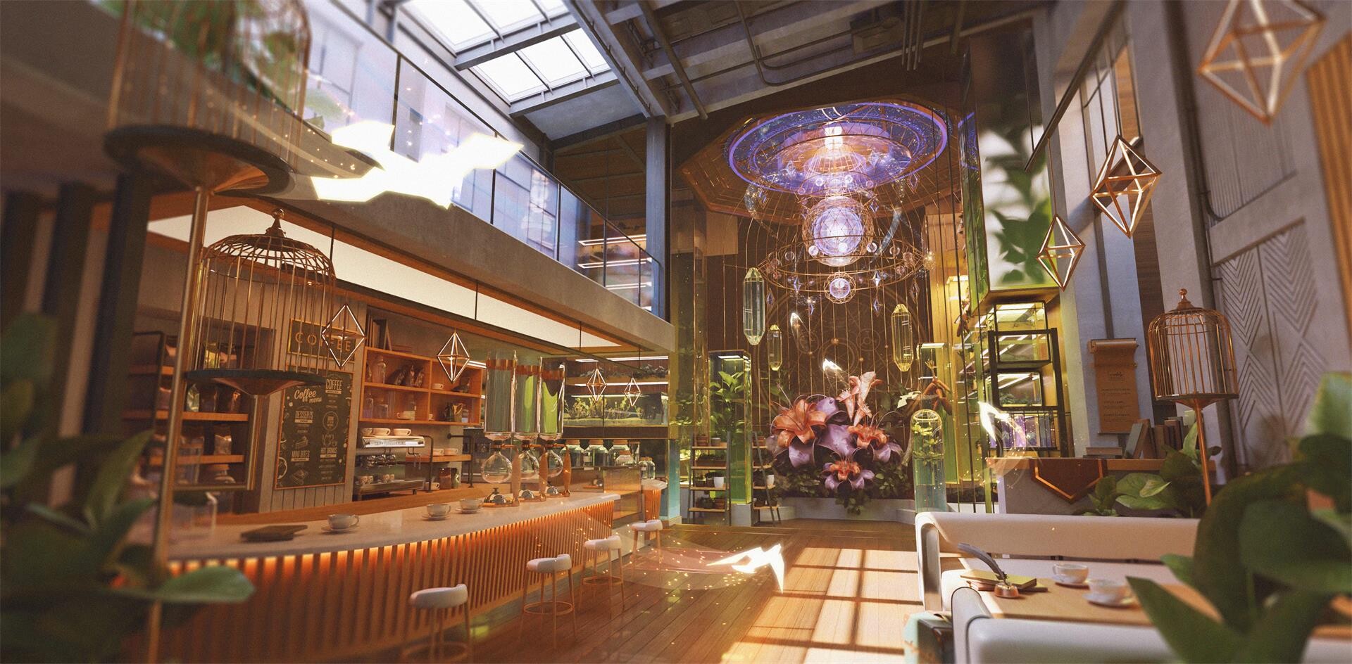 ArtStation - Concept art of a cafe