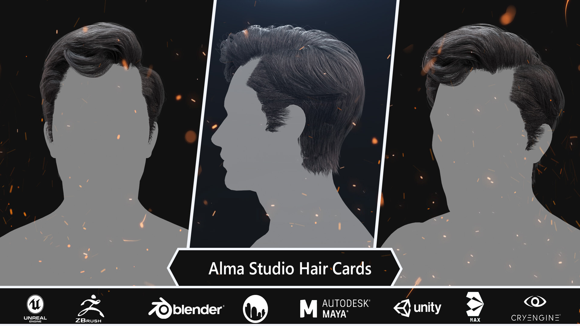 ArtStation - Male Hair Card P1 | Alma Studio Hair Collection