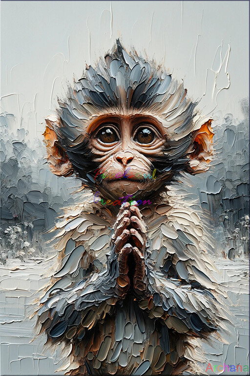 ArtStation - Divine Blessings: Baby Monkey's Namaste Prayer