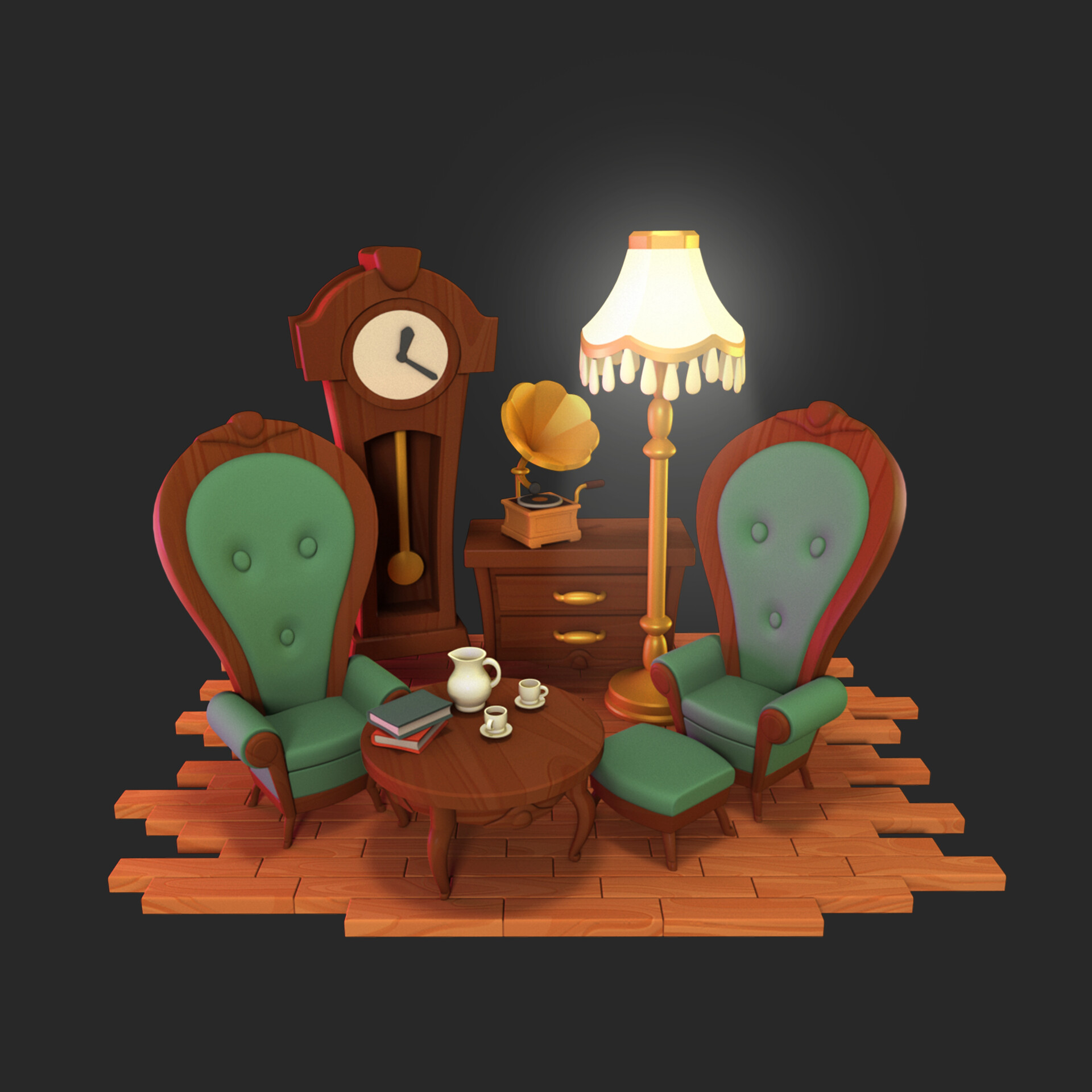 ArtStation - Victorian-Inspired Stylized Furniture Set