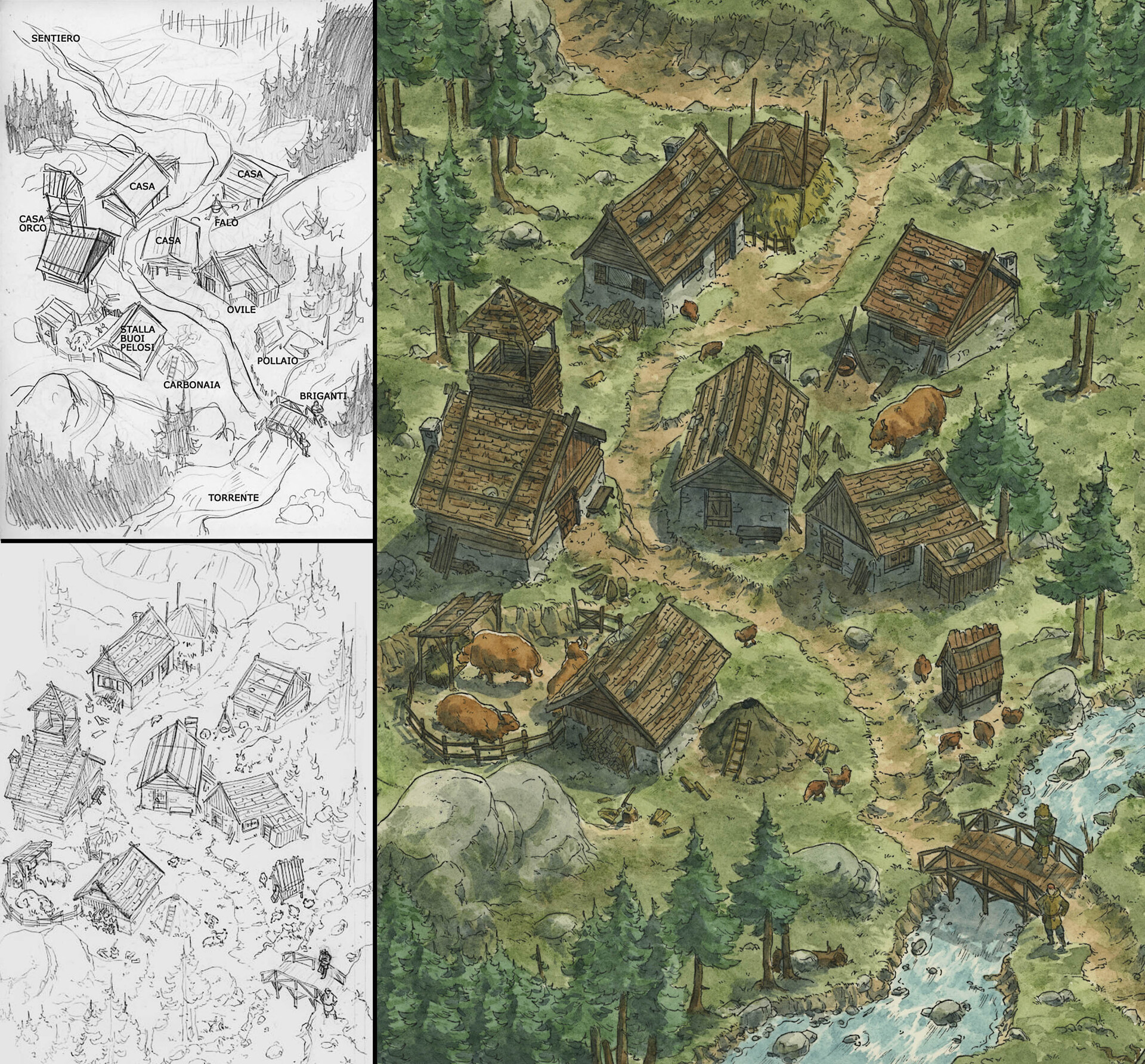 ArtStation - Work phases of one of the maps created for Brancalonia ...