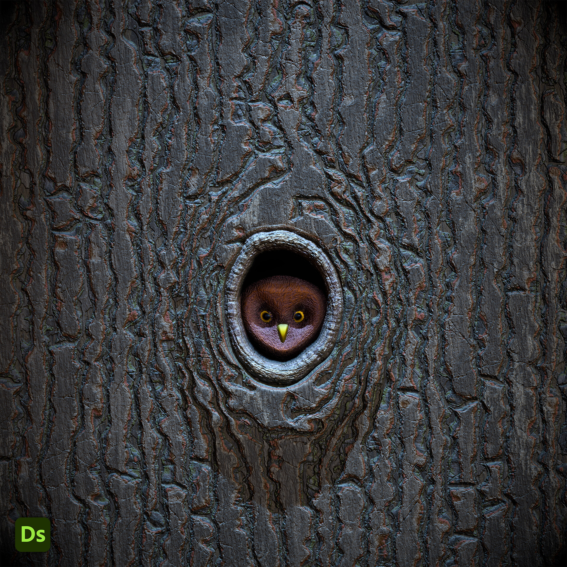 ArtStation - Substance Designer Tutorial | Tree Bark & Owl