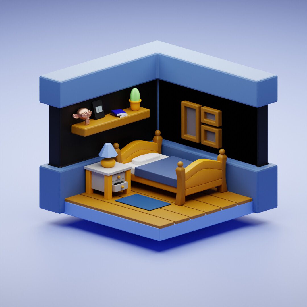 ArtStation - Low-Poly Bedroom