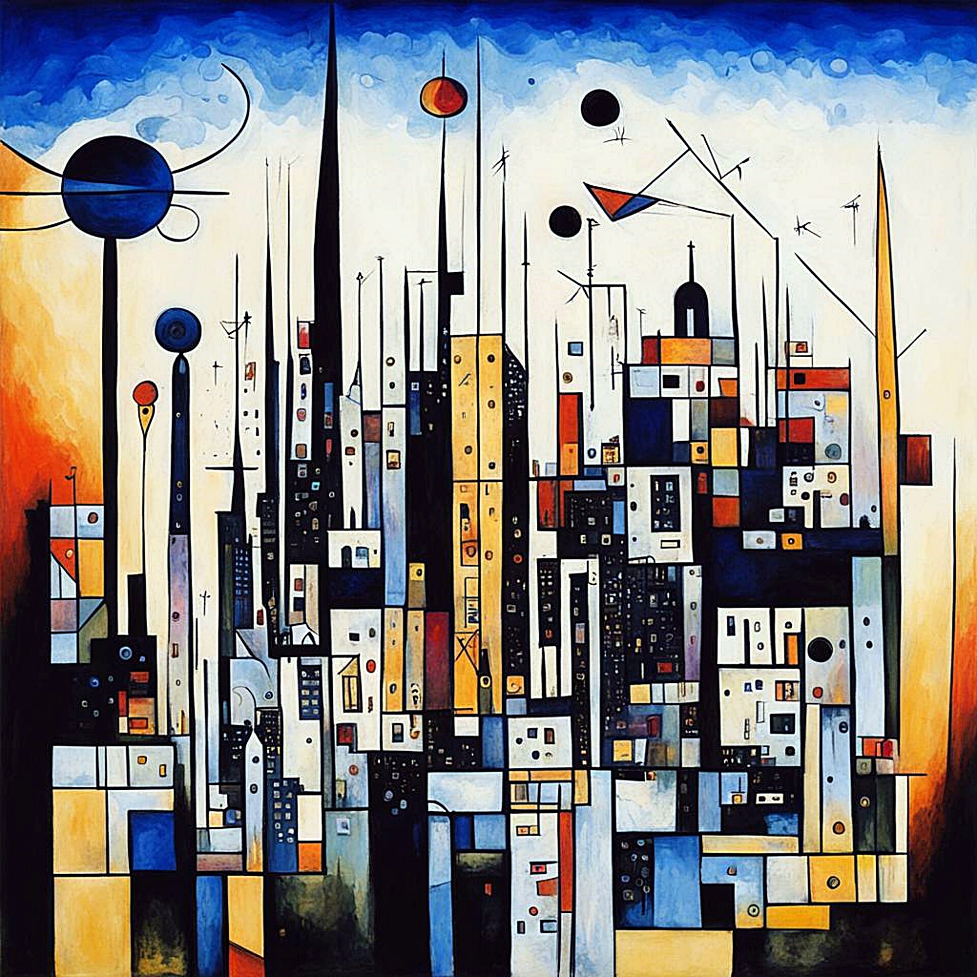Саша "sneik" М. - Abstract painting depicting a city of the future