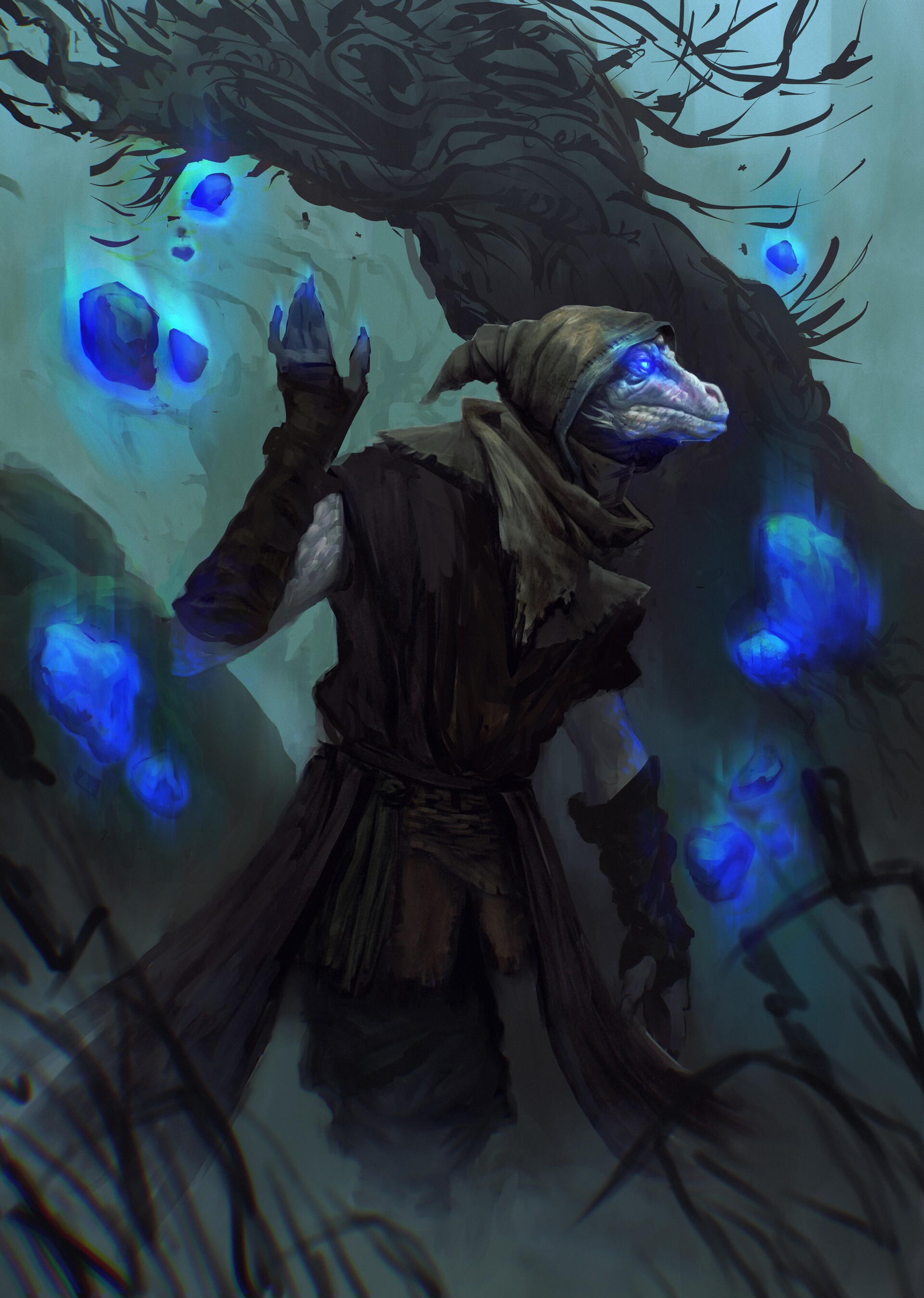 ArtStation - Lis'saard, the Lizardfolk Psionic (or lizard wizard 🦎)