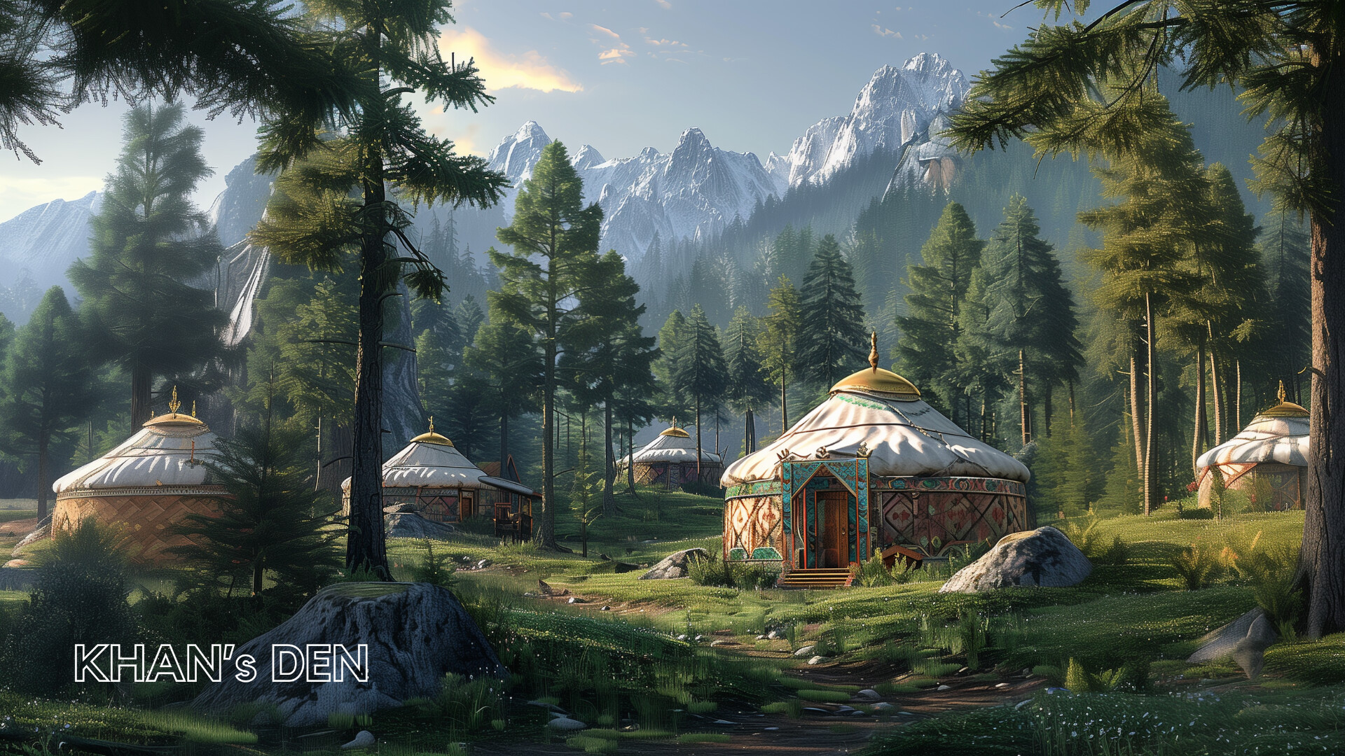 ArtStation - A Turko-Mongol Yurt village near a forest in a mountainous ...