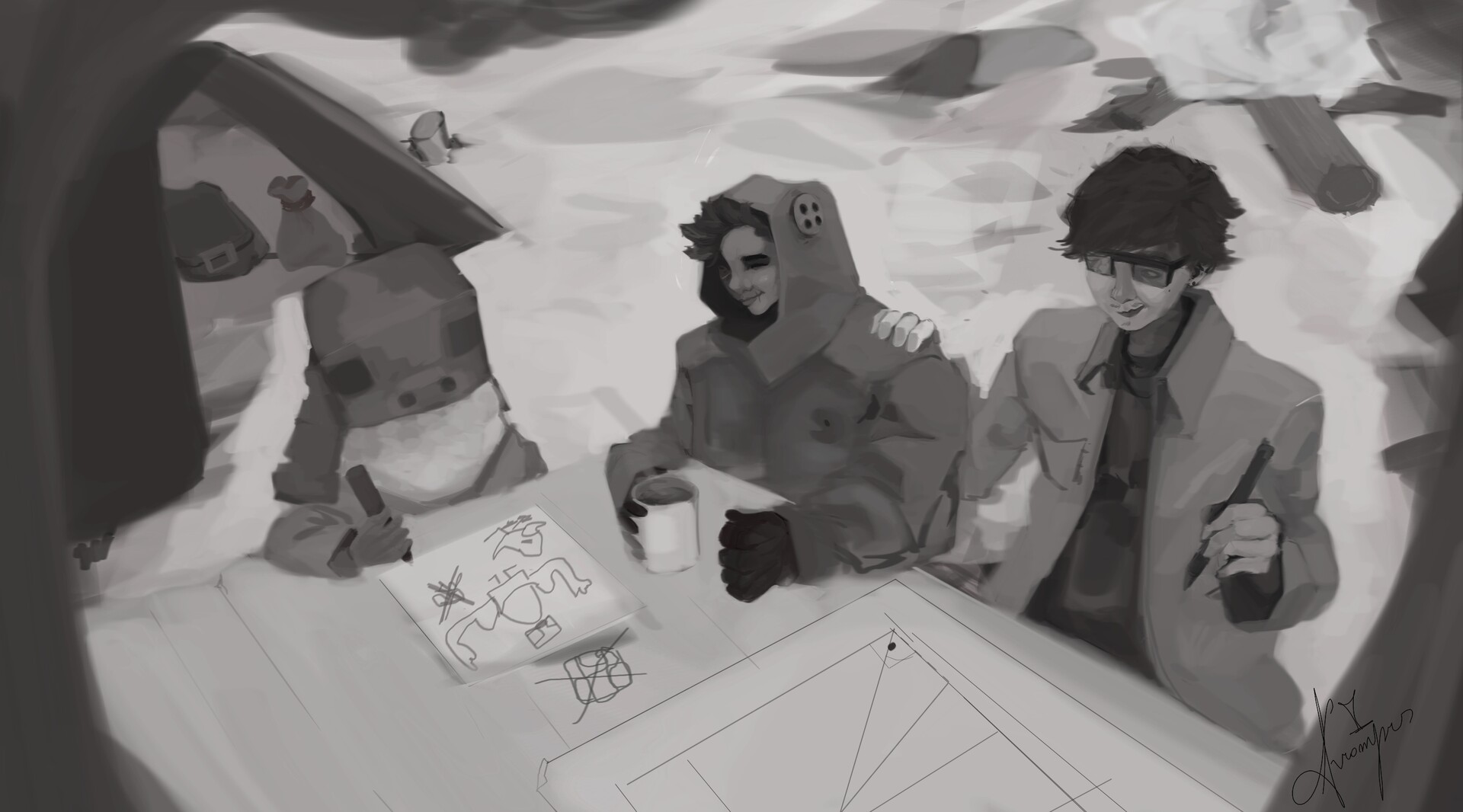 ArtStation - QSMP Artwork in Greyscale