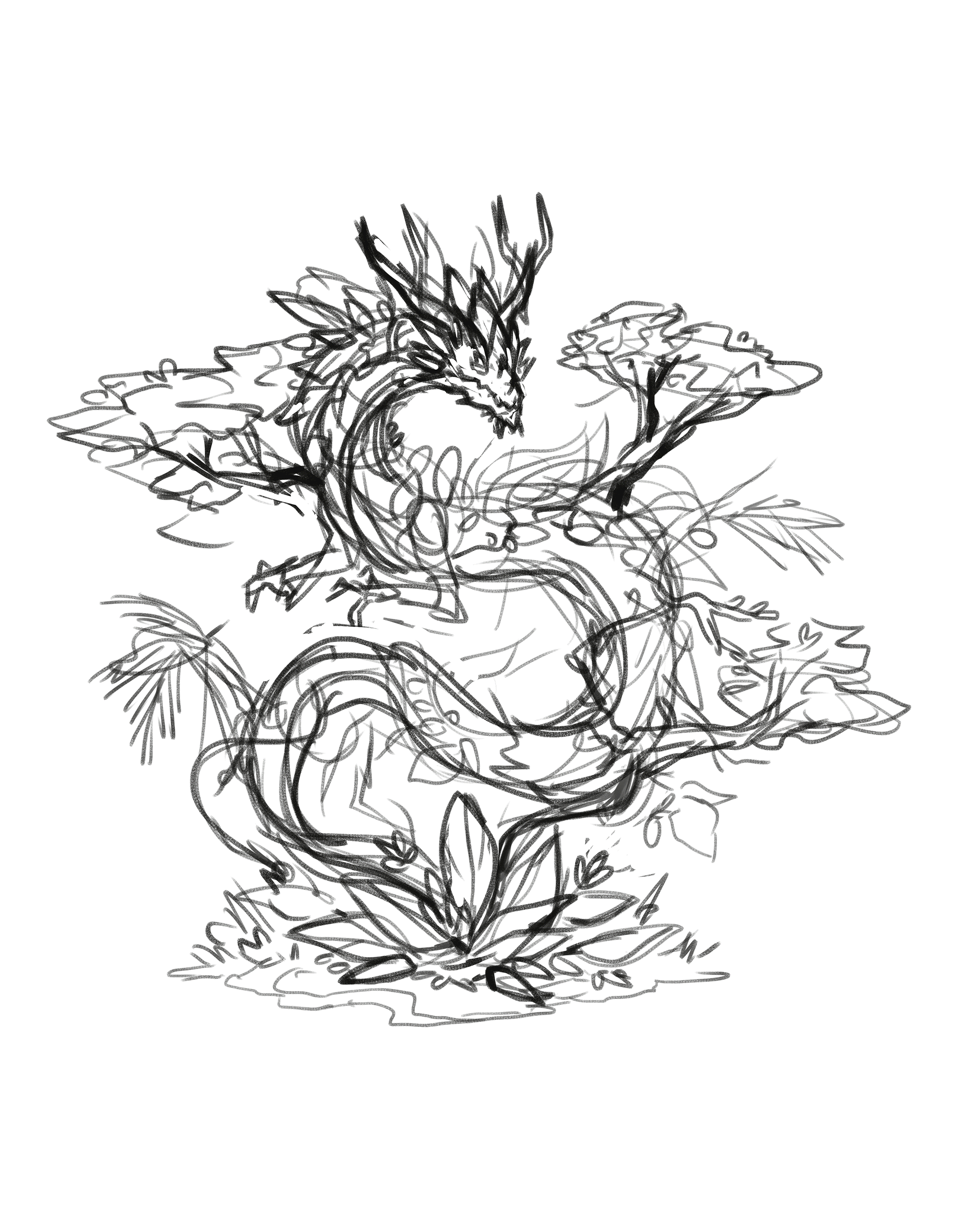 how to draw a nature dragon