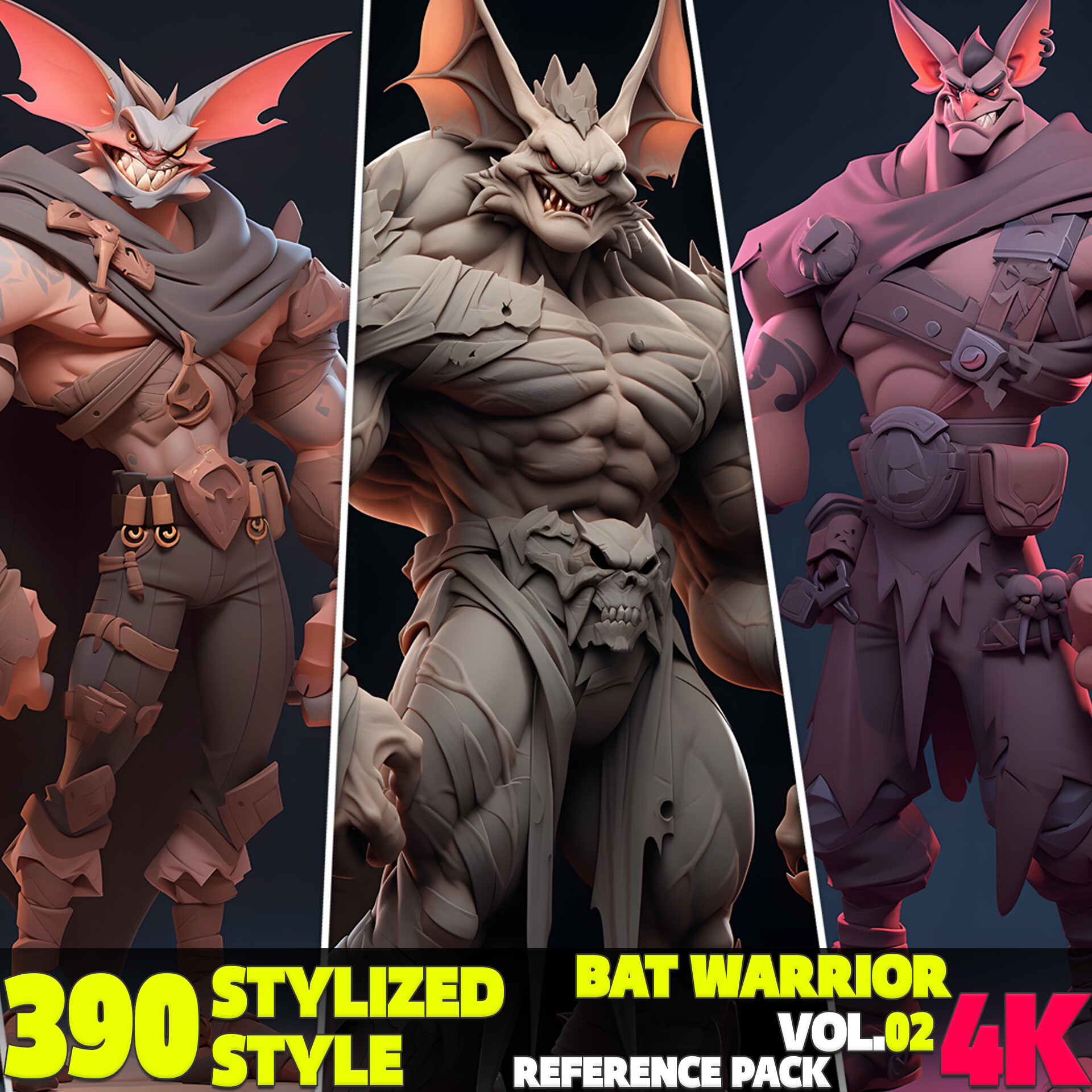 ArtStation - 390 4K Bat Warrior Reference Pack Vol.02