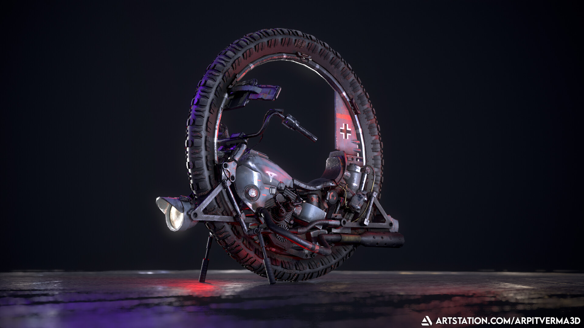 Arpit Verma - Sci-Fi Monowheel 3D Model Inspired by Wolfenstein 2