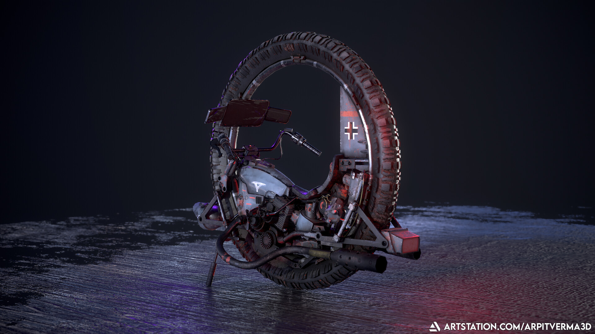 Arpit Verma - Sci-Fi Monowheel 3D Model Inspired by Wolfenstein 2