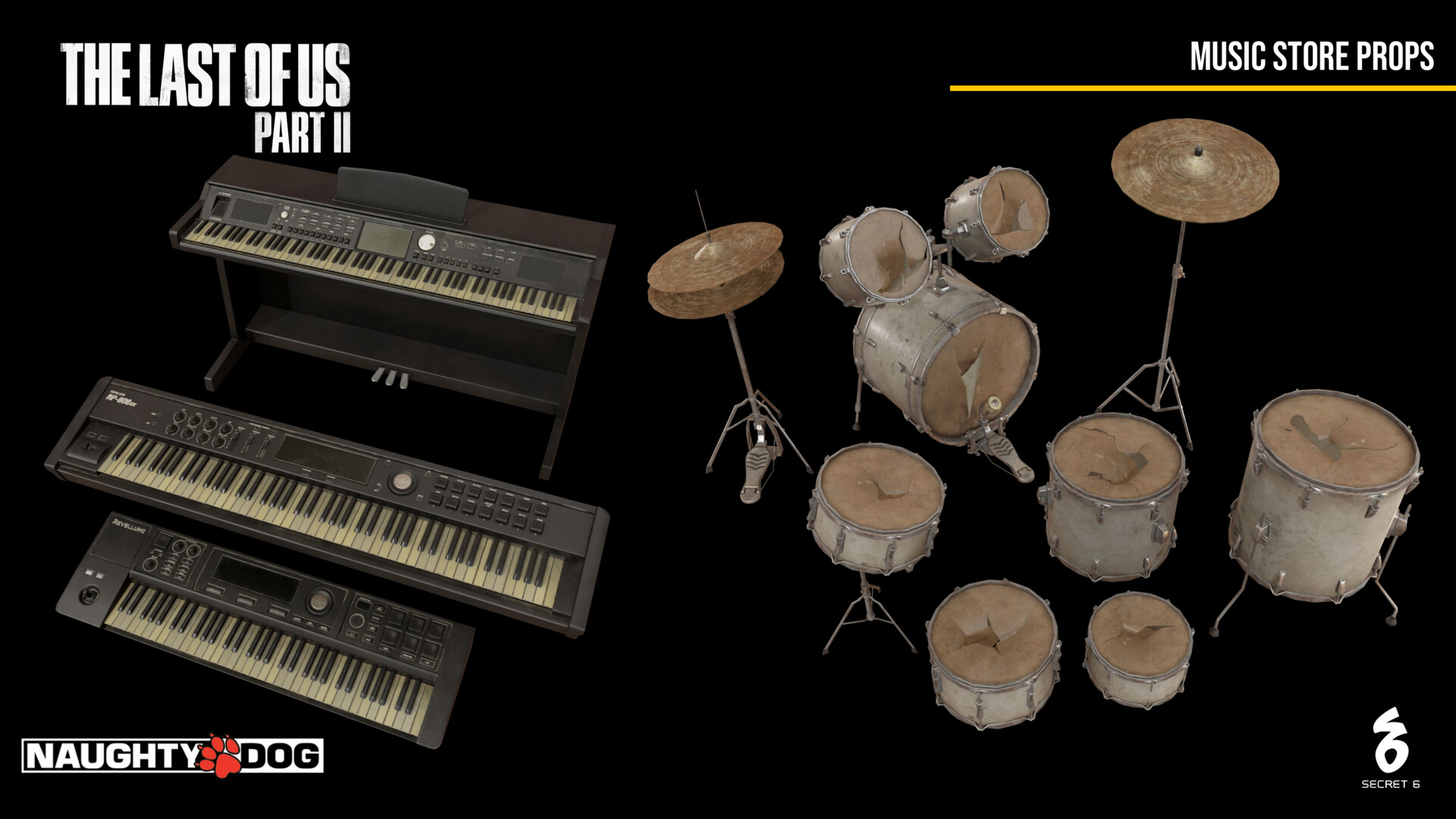 ArtStation - Music Store Props - Keyboard & Drums