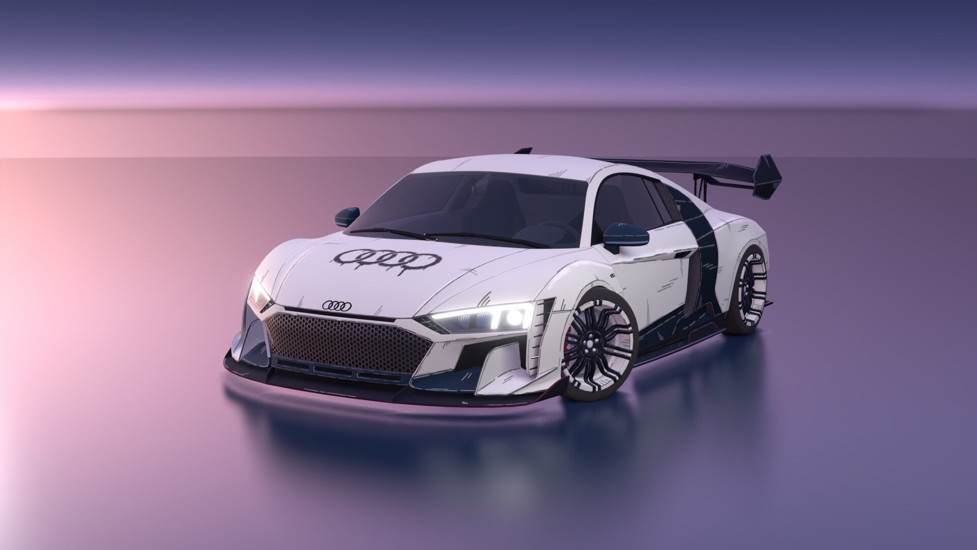 ArtStation - Cartoon Audi R8 in 2D Style 3D model
