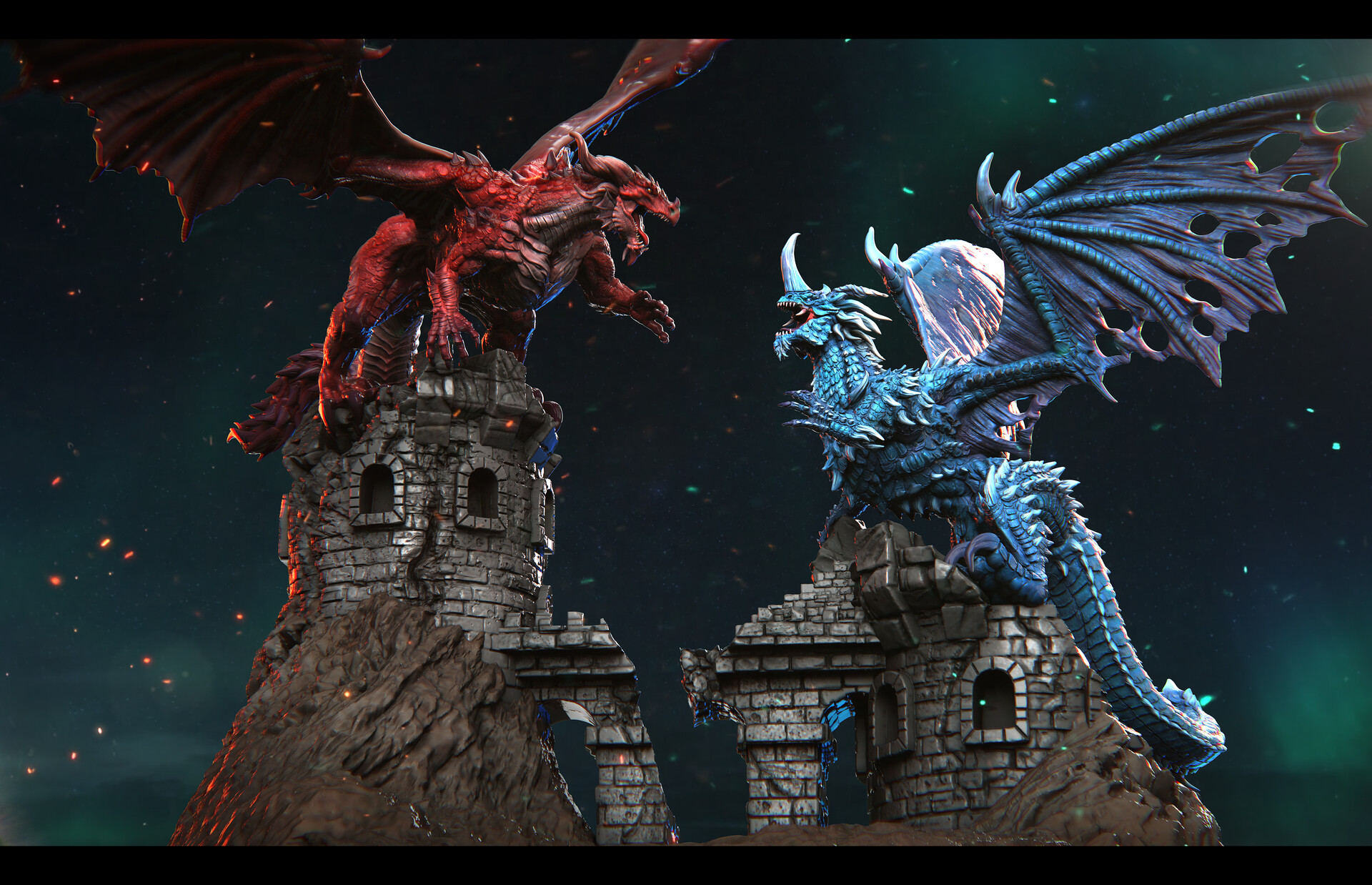 ArtStation - Battle of the dragons