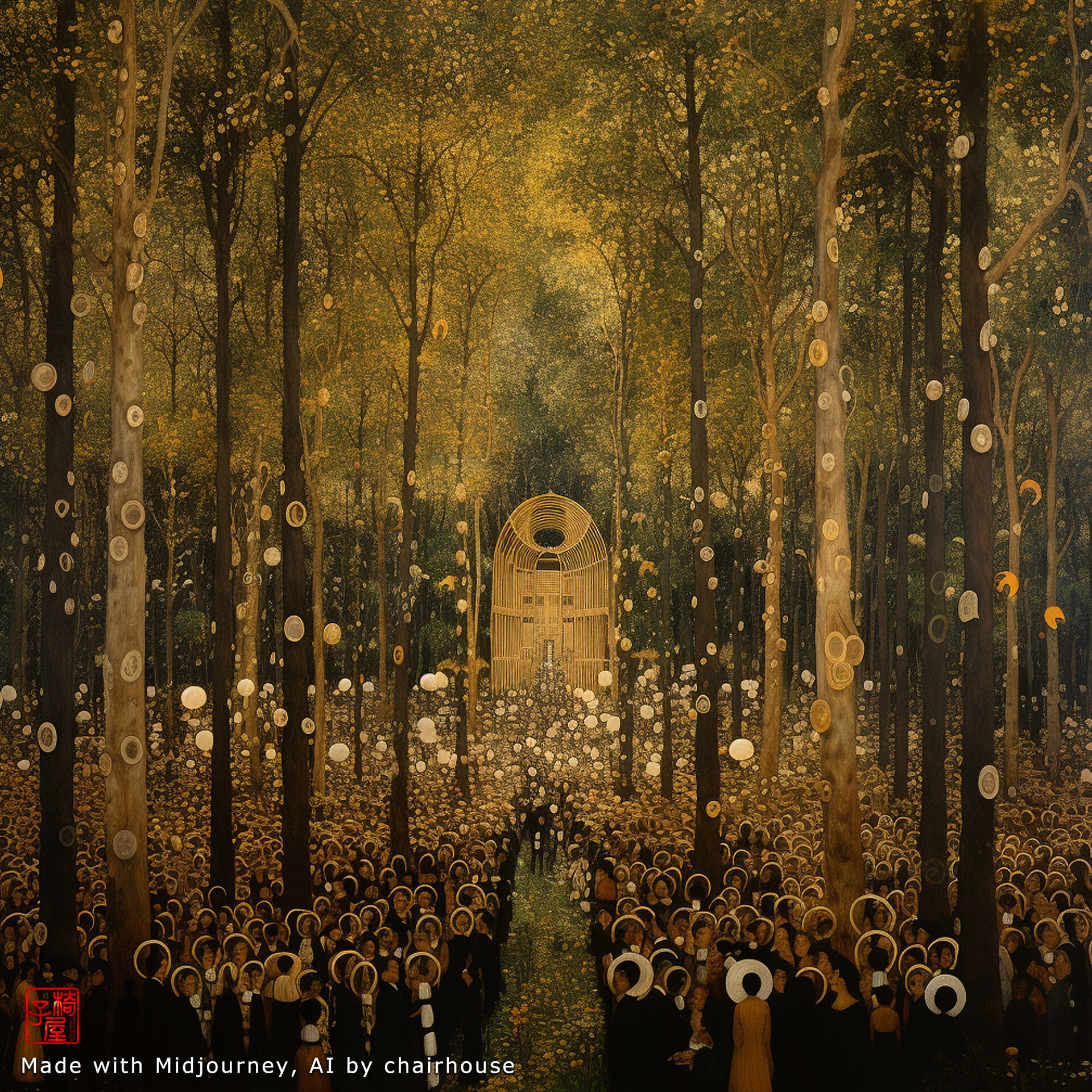 ArtStation - deep forest festival many people stand - artwork made with ...