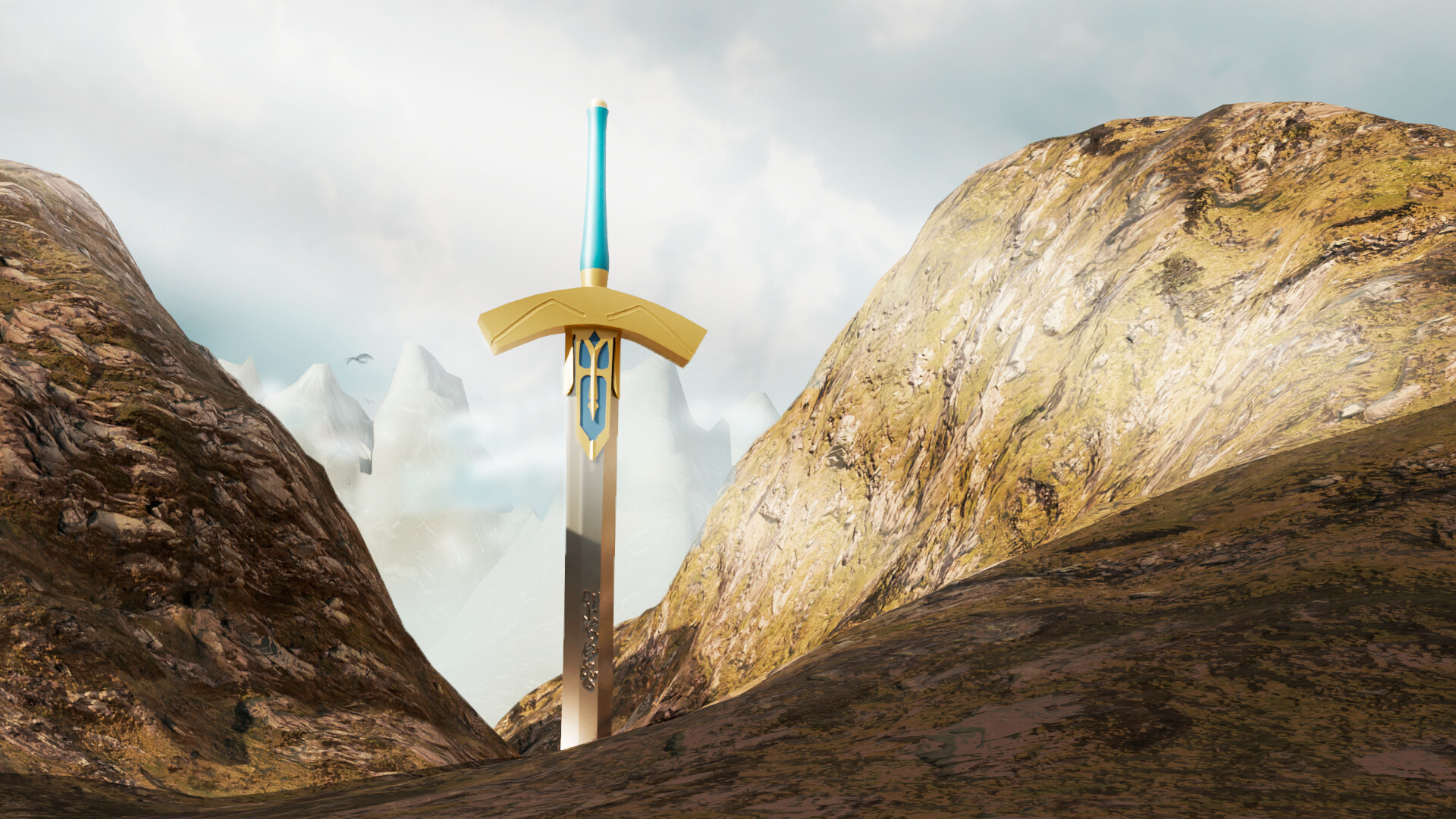 ArtStation - Sword between mountains