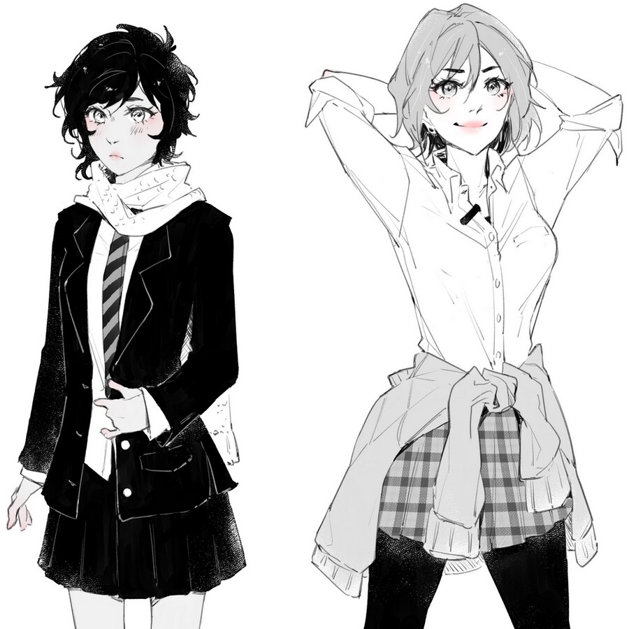 ArtStation - Celeste and Ella - Grayscale (Timelapse)